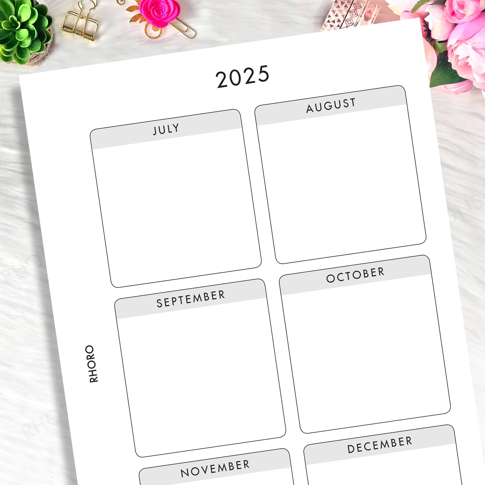Pocket Ring Inserts Printable Calendar 2025 2026, Pocket Planner ...