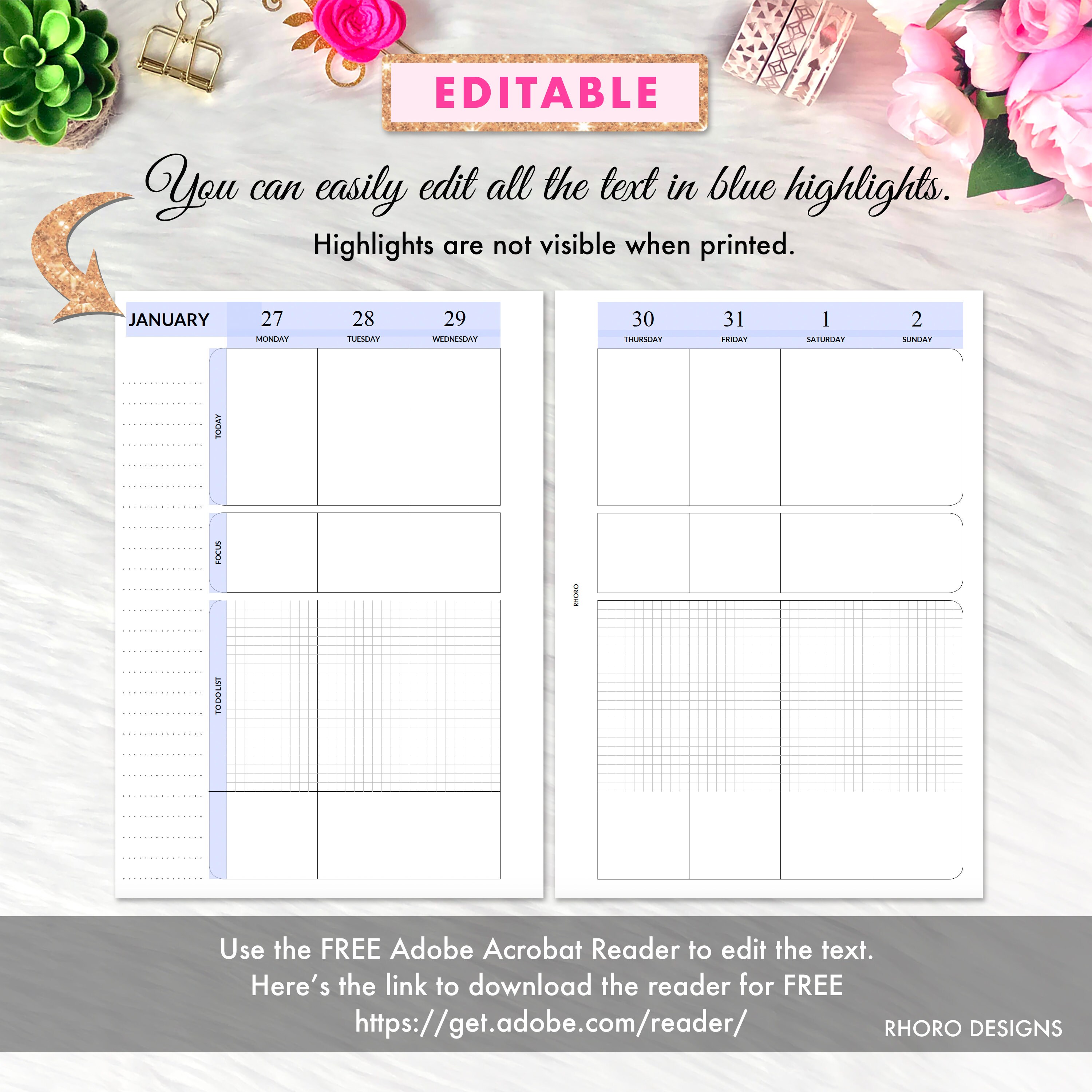 EDITABLE A5 Weekly Planner Inserts Weekly Encourager Layout | Etsy