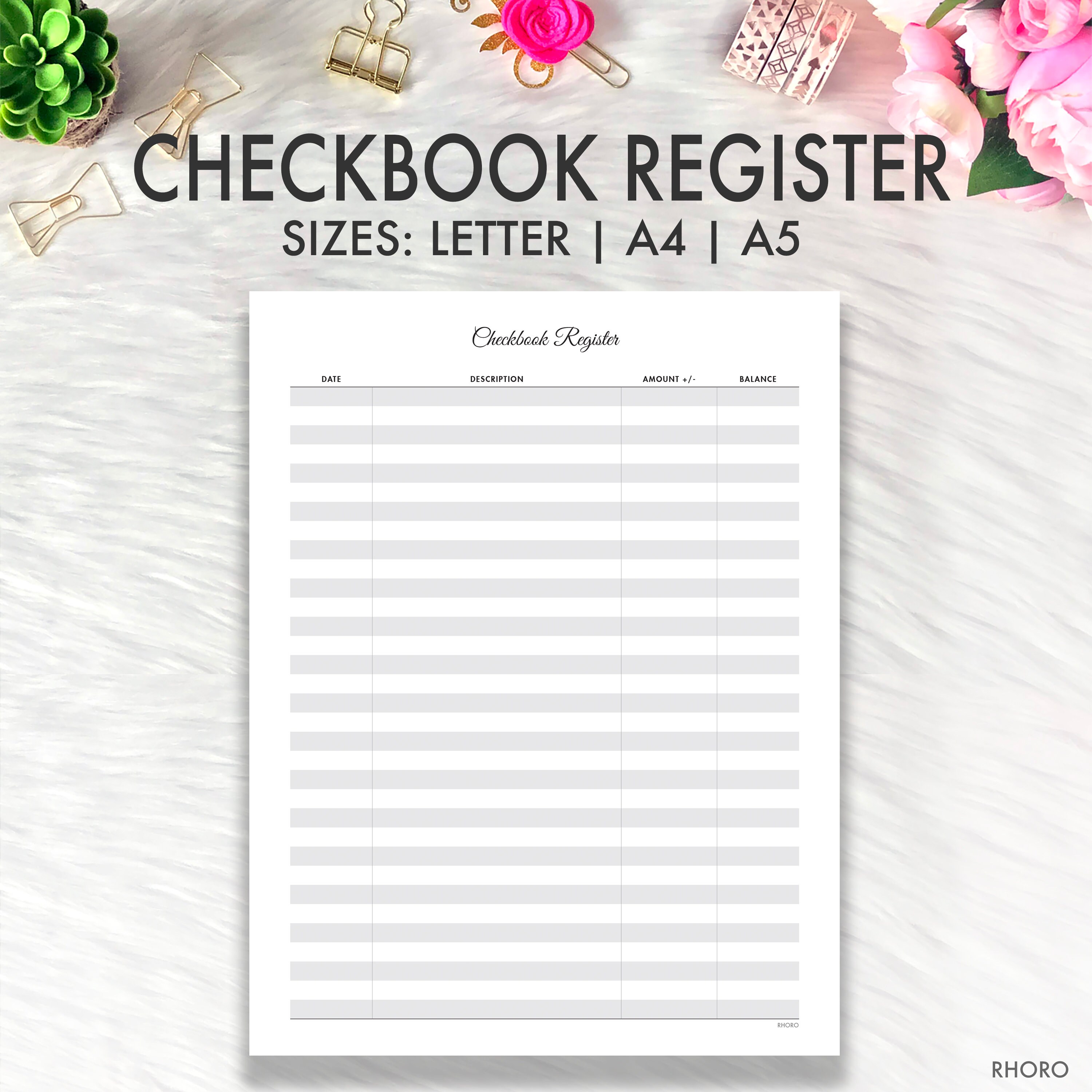 CHECKBOOK REGISTER, Check Book Register PRINTABLE, Check Register ...