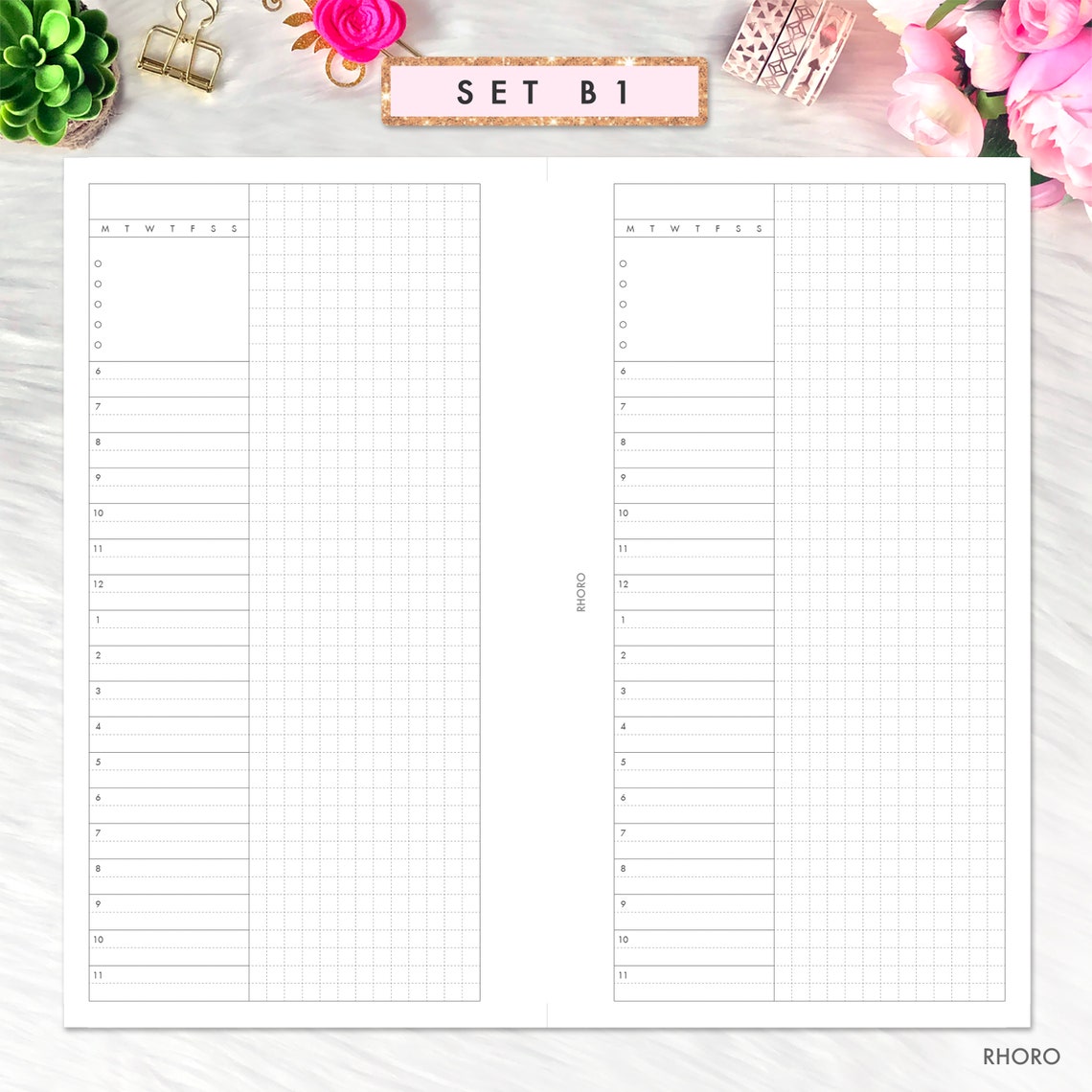 Personal Ring Printable Insert Daily Grid Set B Personal | Etsy