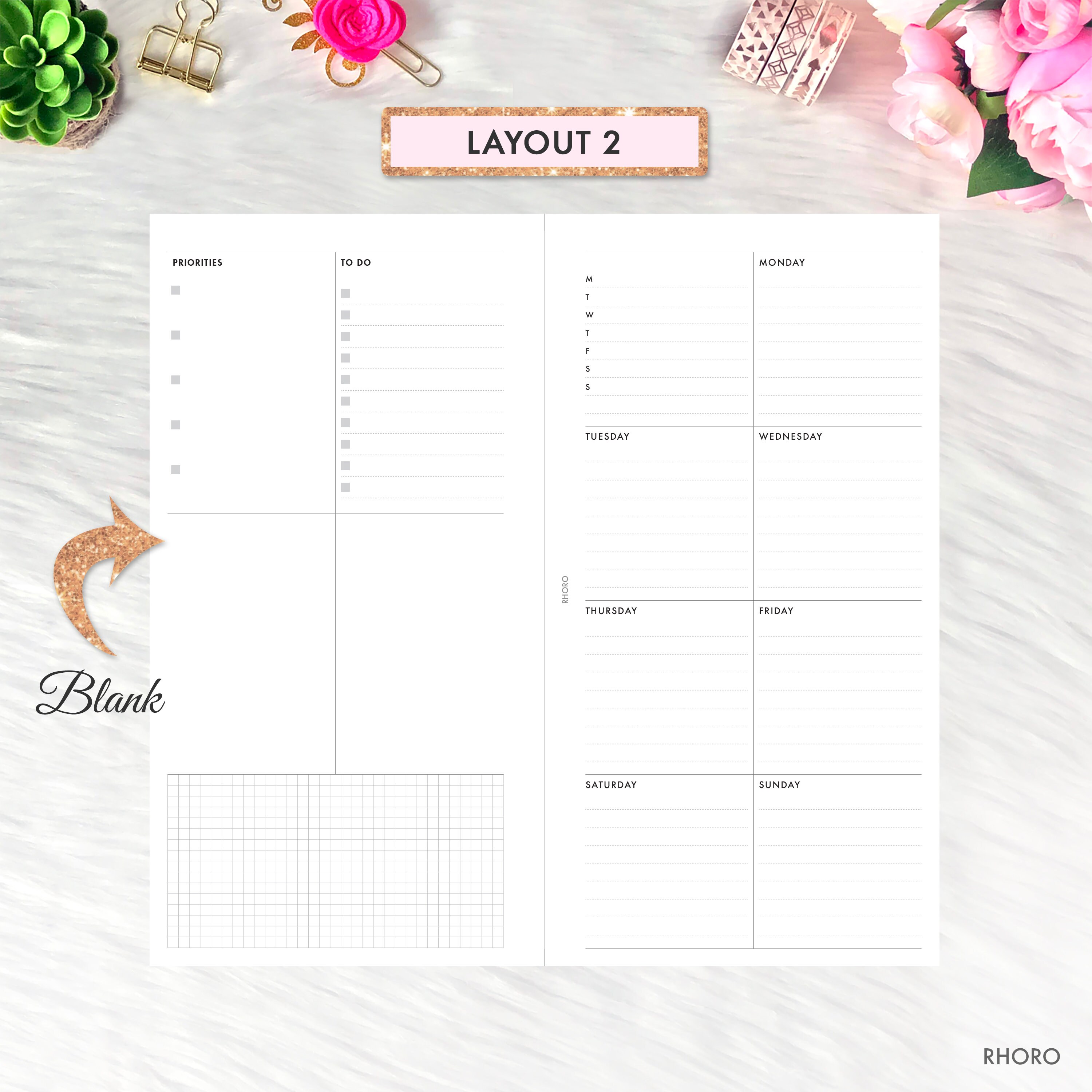 Standard TN Weekly Midori Inserts Weekly Undated Travelers | Etsy