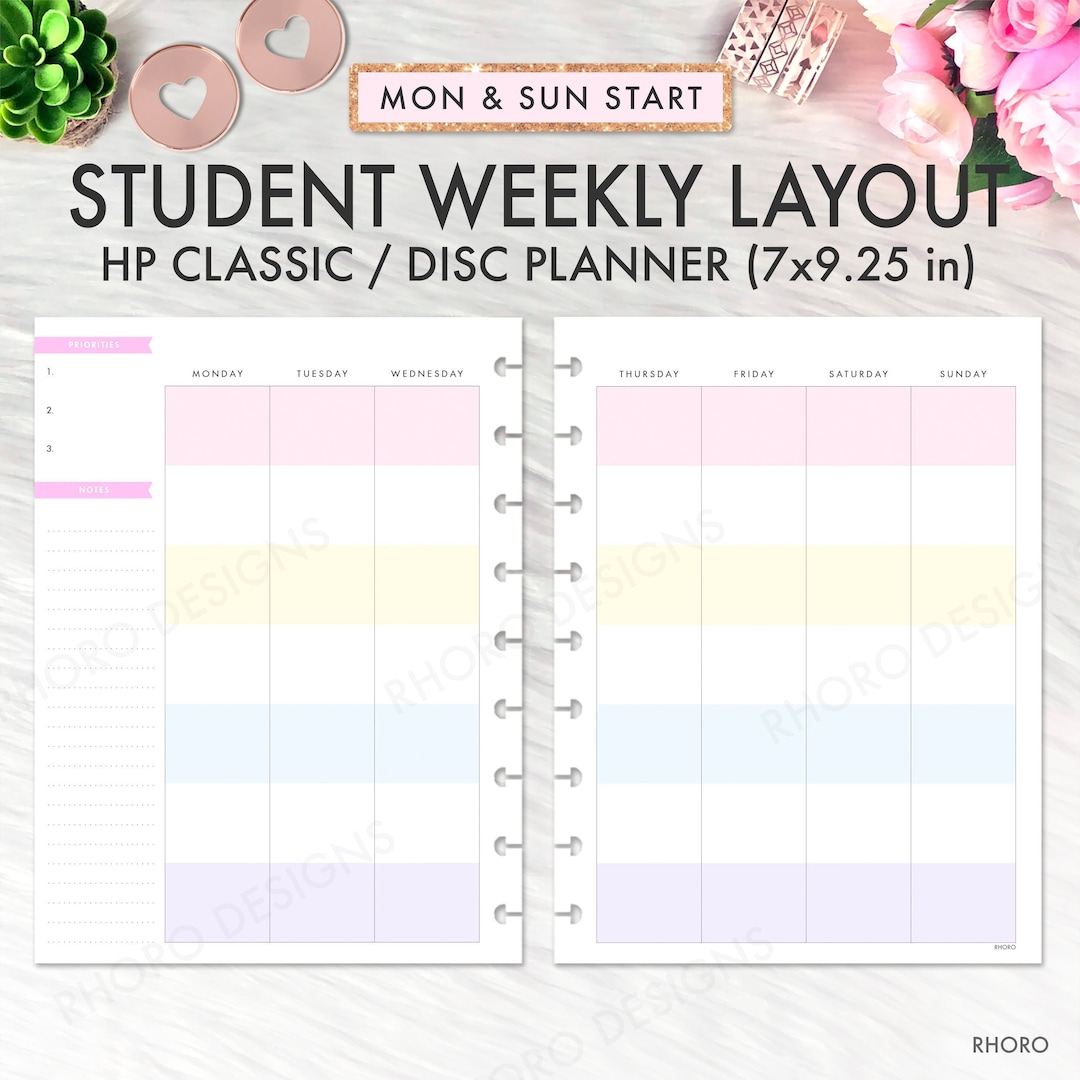 Happy Planner Student, Happy Planner Student Layout Printable Inserts ...