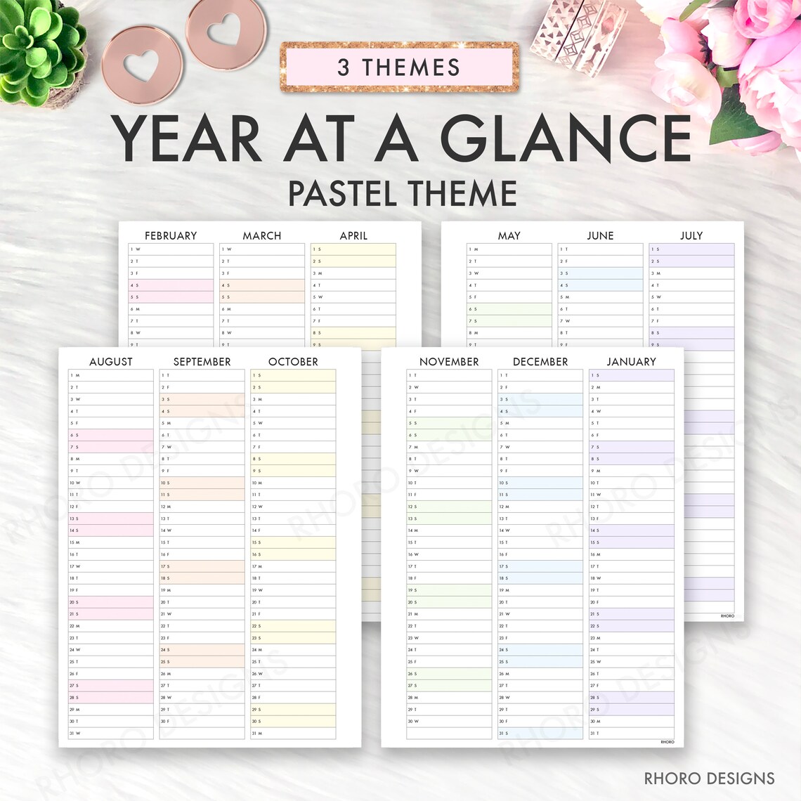 Happy Planner Printable Teacher Planner Year at A Glance 2022 | Etsy