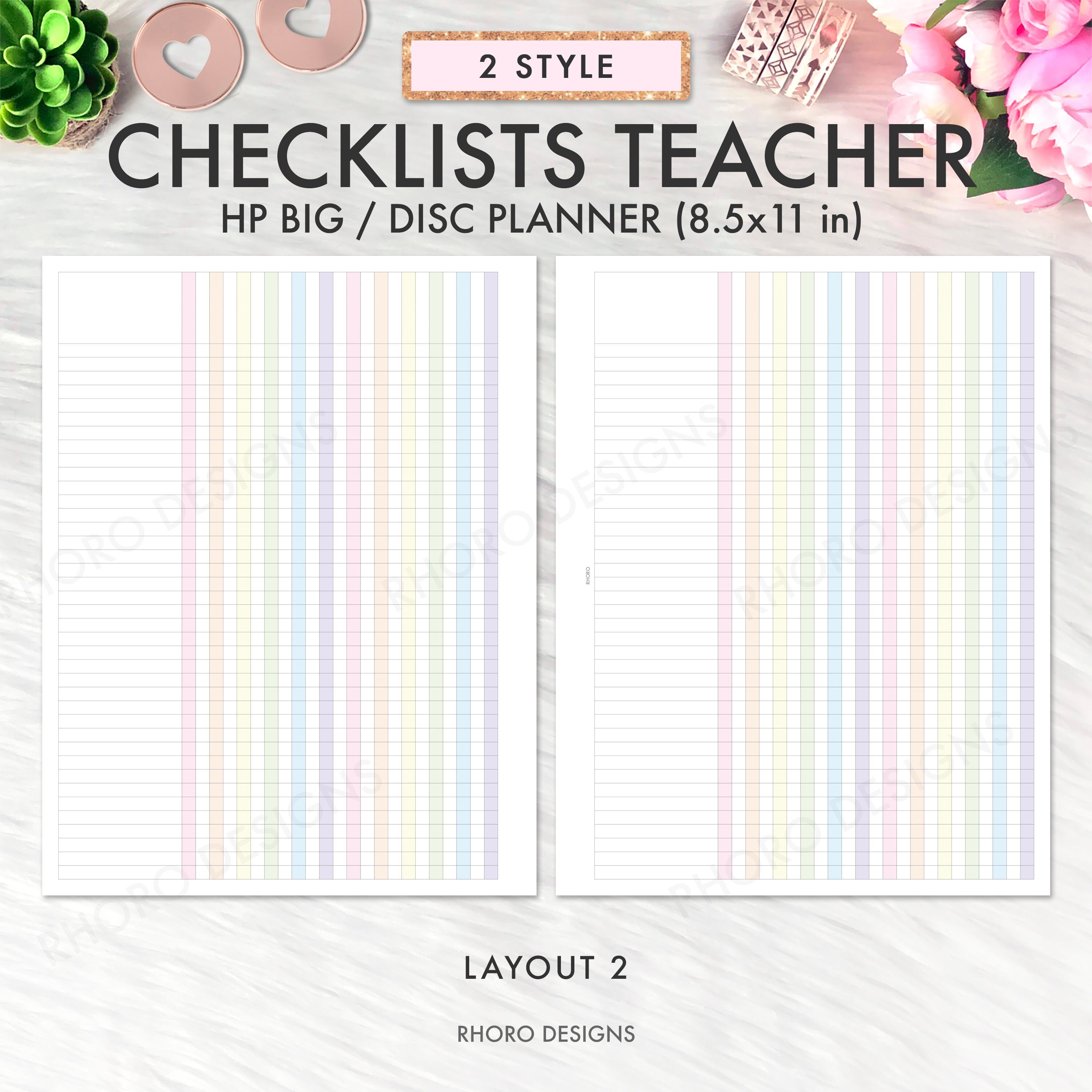 Big Teacher Happy Planner Classroom Checklist Printable Insert, Teacher ...