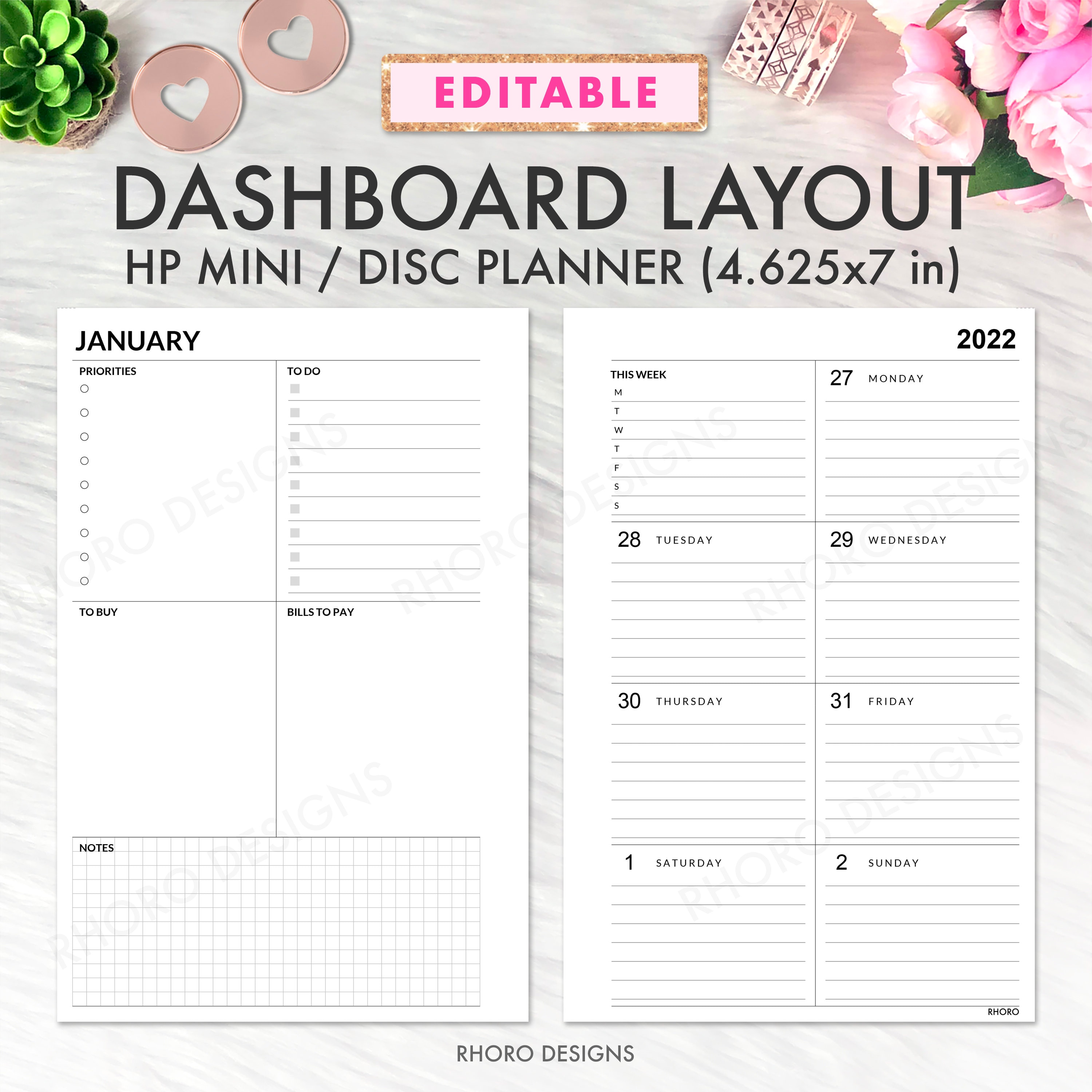 EDITABLE Happy Planner Mini Dashboard Layout Printable Insert - Etsy