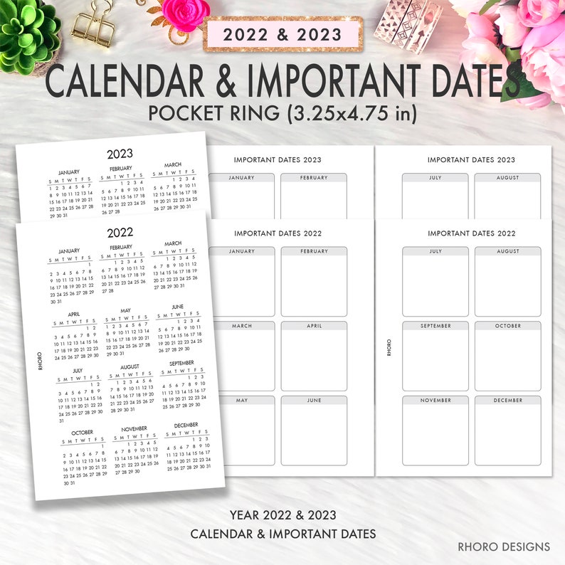 POCKET RING INSERT Bundle Printable Insert Filofax Pocket - Etsy