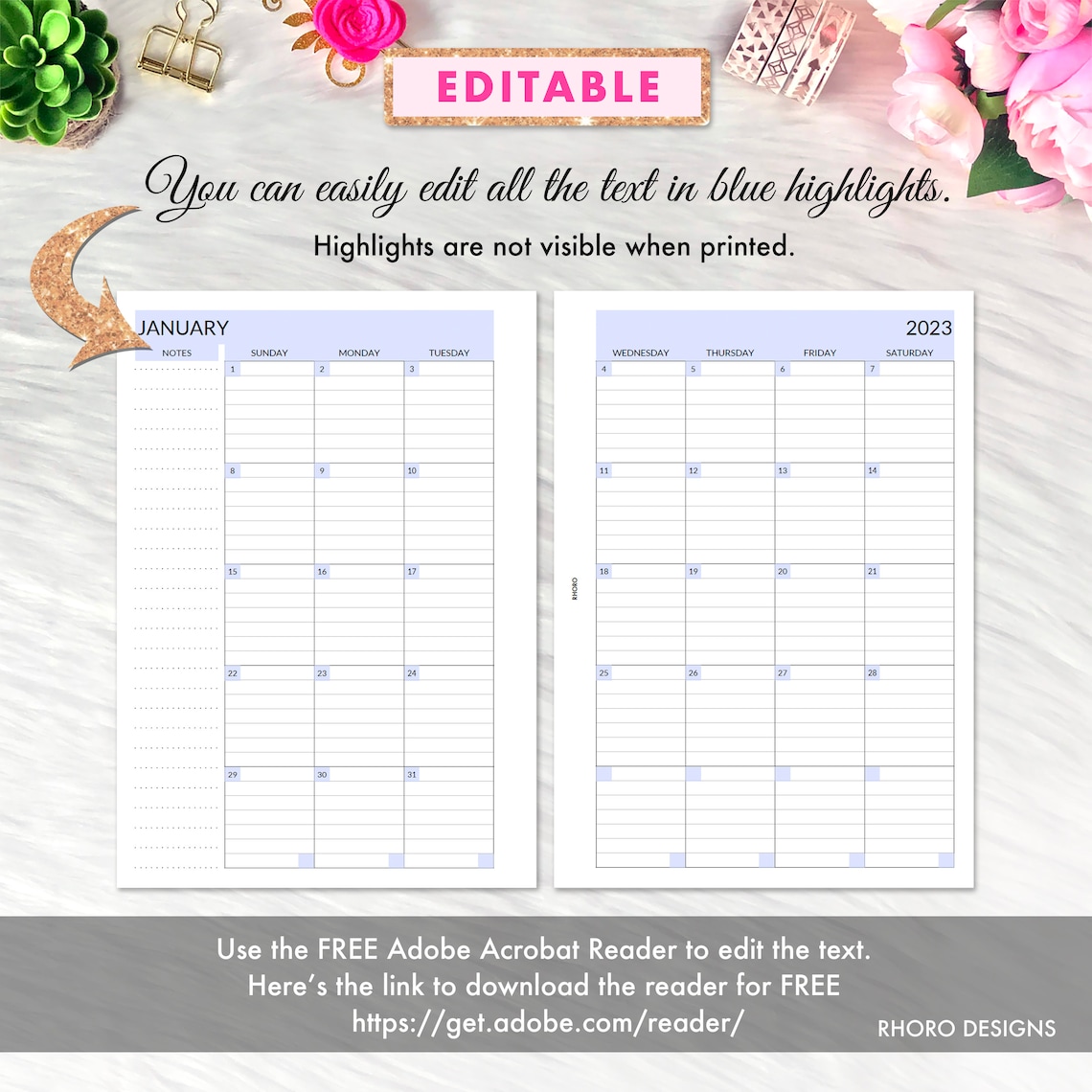 EDITABLE A5 Planner Inserts Printable A5 Monthly Lined - Etsy