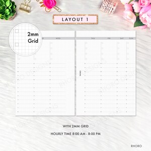 Pocket Plus Inserts Printable, Weekly Grid With Hourly Time, Pocket ...