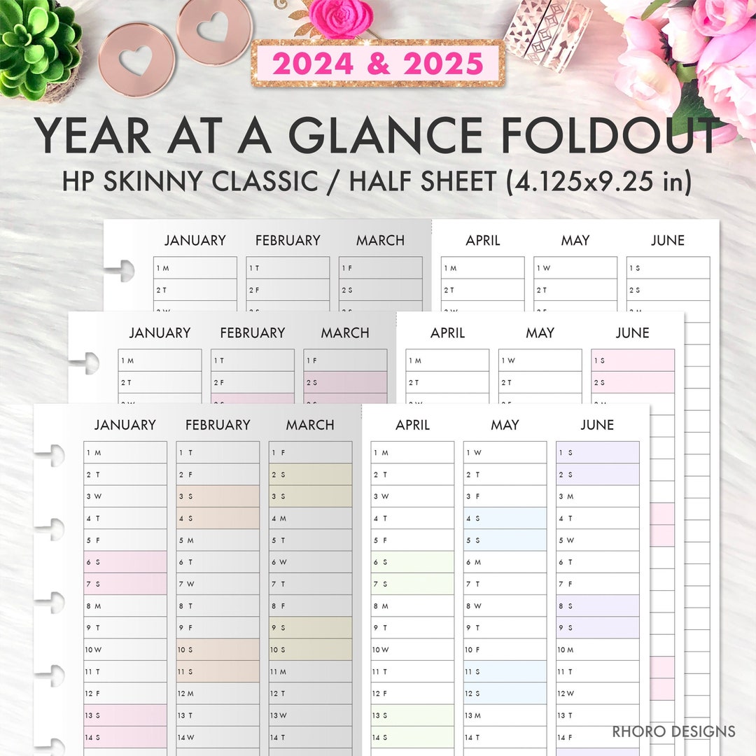 Skinny Classic Happy Planner, Happy Planner Year at A Glance Dated 2024 ...