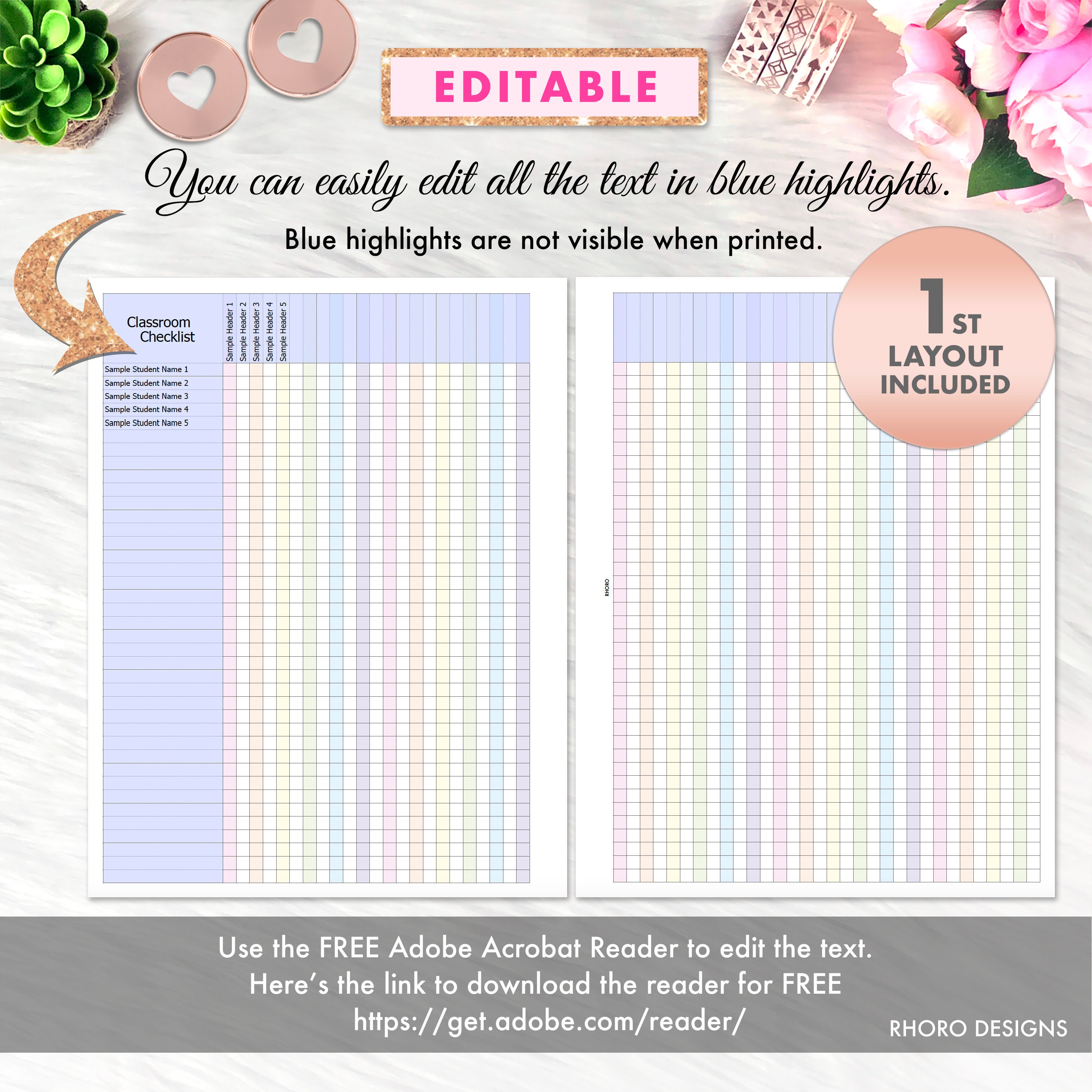 EDITABLE Teacher Happy Planner Big Classroom Checklist Printable Insert ...
