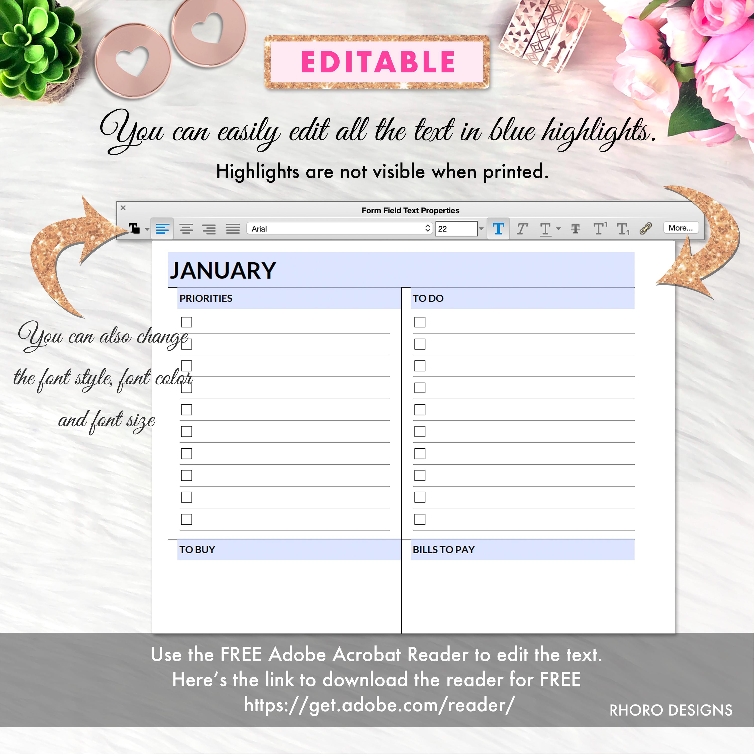 EDITABLE Happy Planner Dashboard Layout, CLASSIC Happy Planner ...
