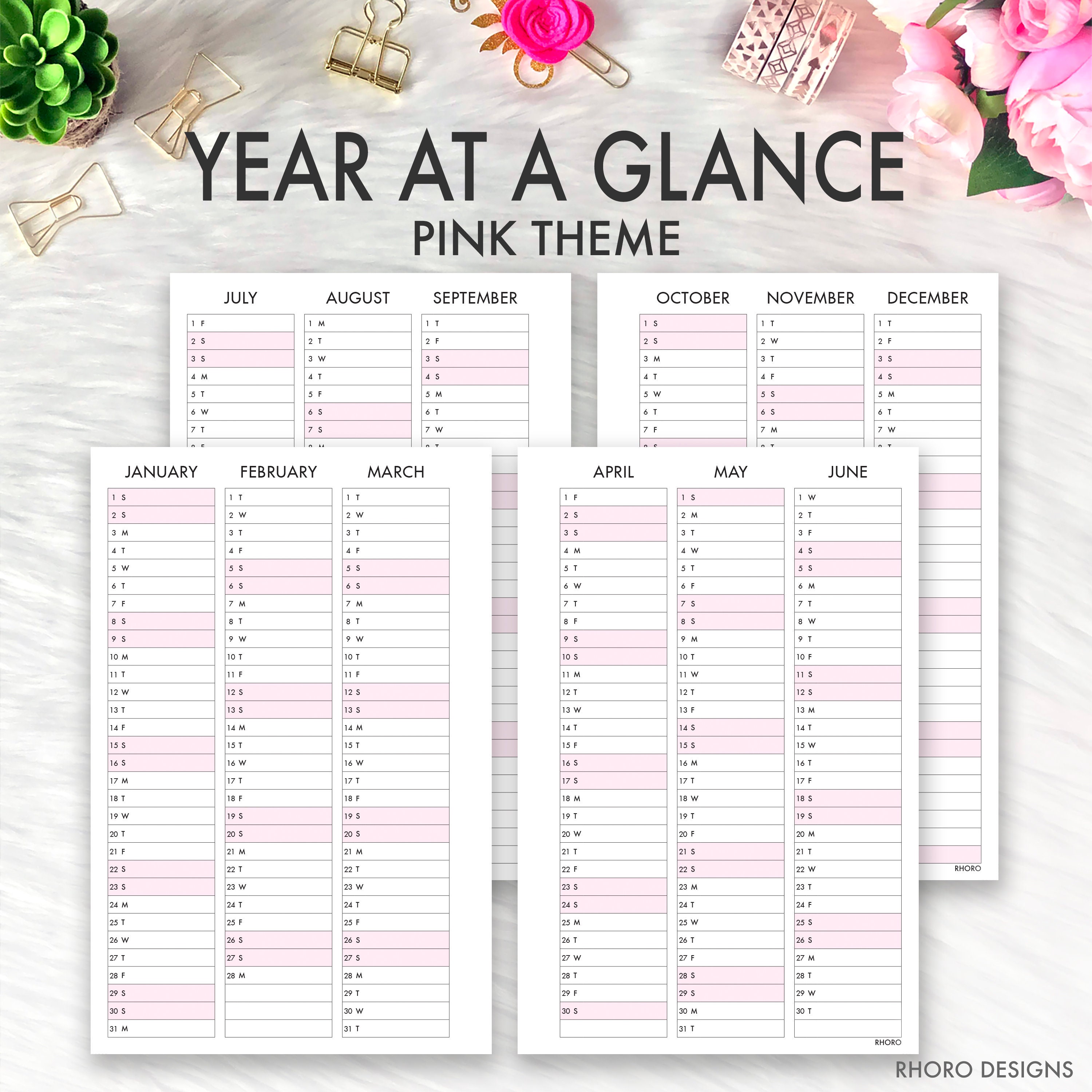 Mini Happy Planner Printable Inserts 2022 Year at A Glance - Etsy