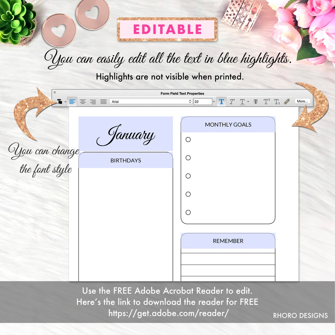 EDITABLE Mini Happy Planner Inserts Erin Condren Monthly - Etsy