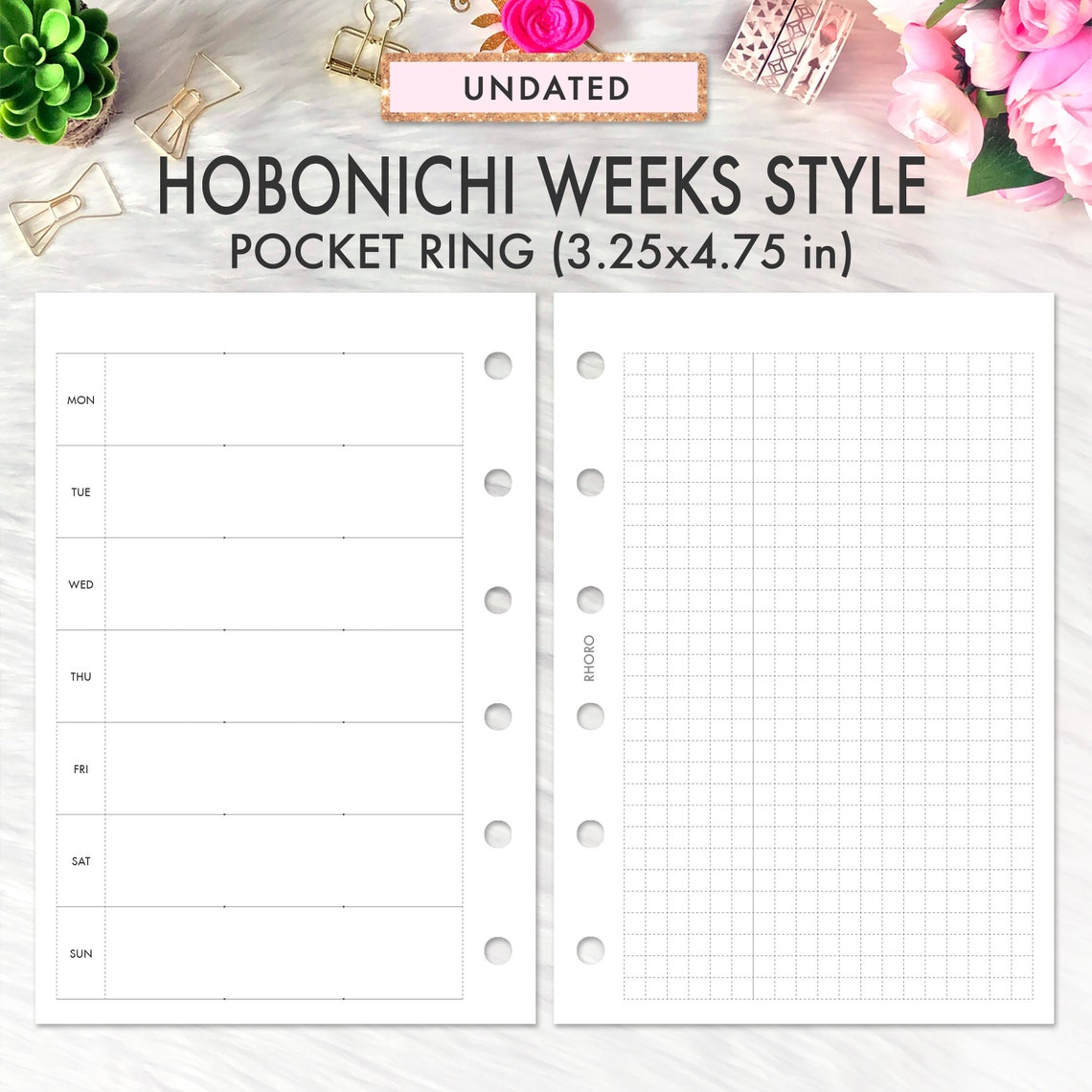 POCKET PLANNER INSERT Hobonichi Weeks Weekly Undated Printable ...