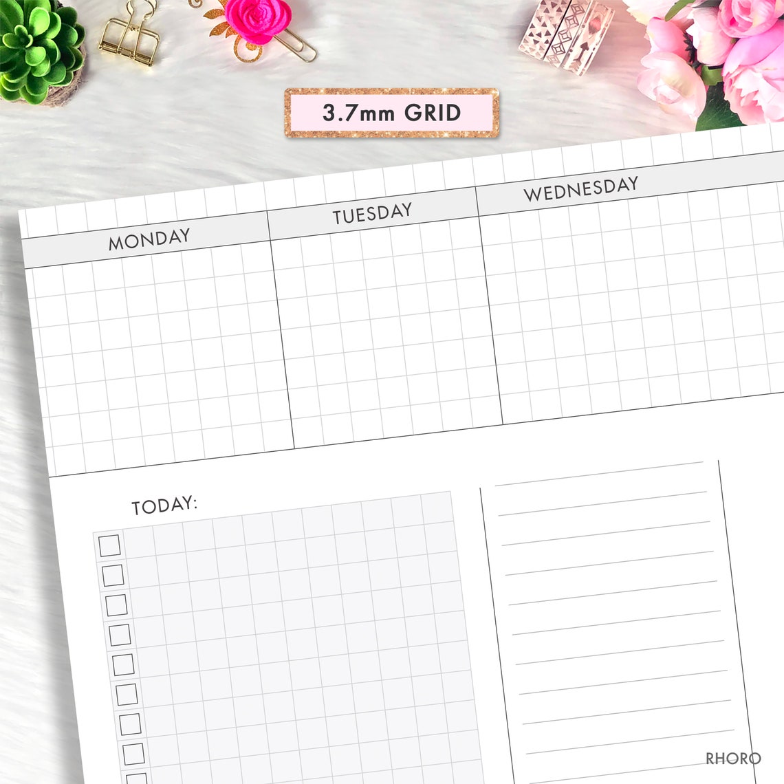 Personal Planner Inserts Weekly Grid Printable Dutch Door - Etsy