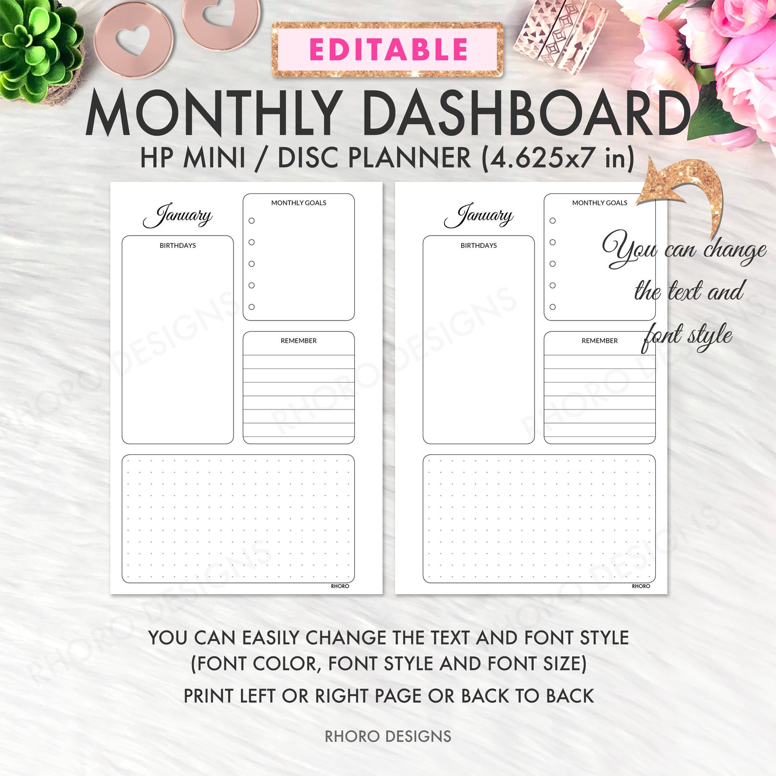 EDITABLE Mini Happy Planner Inserts Erin Condren Monthly - Etsy