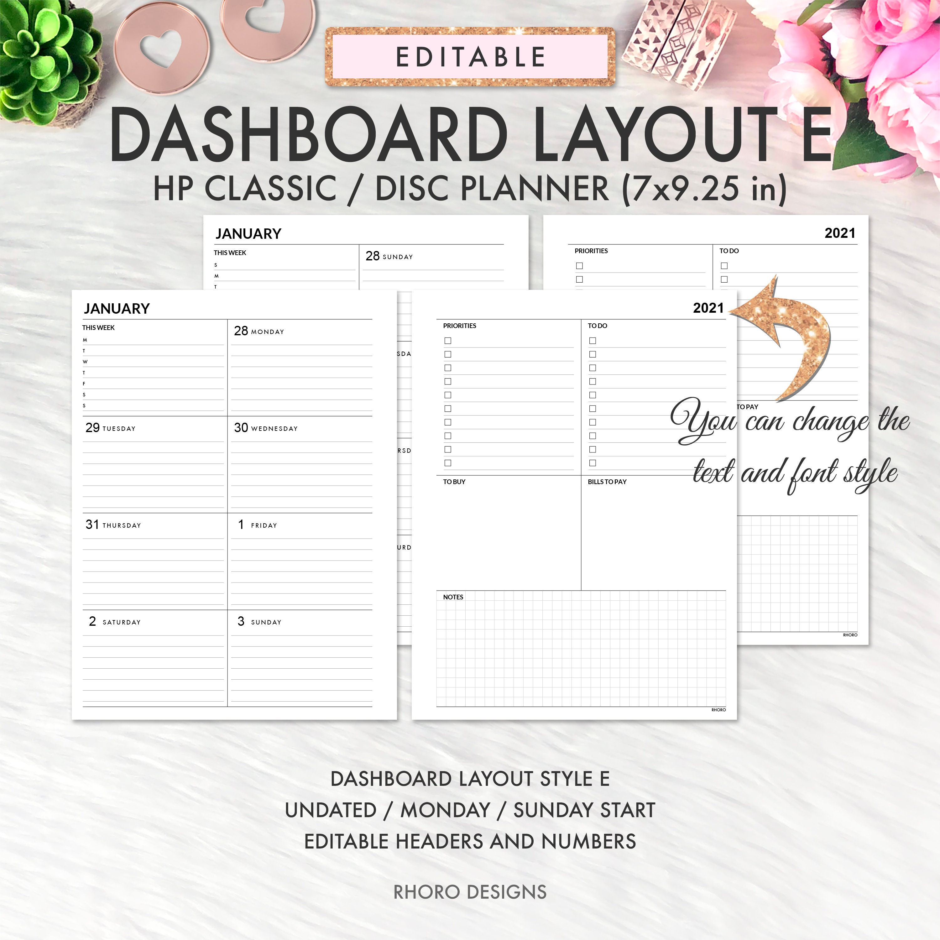 EDITABLE Happy Planner Dashboard Layout CLASSIC Happy Planner | Etsy