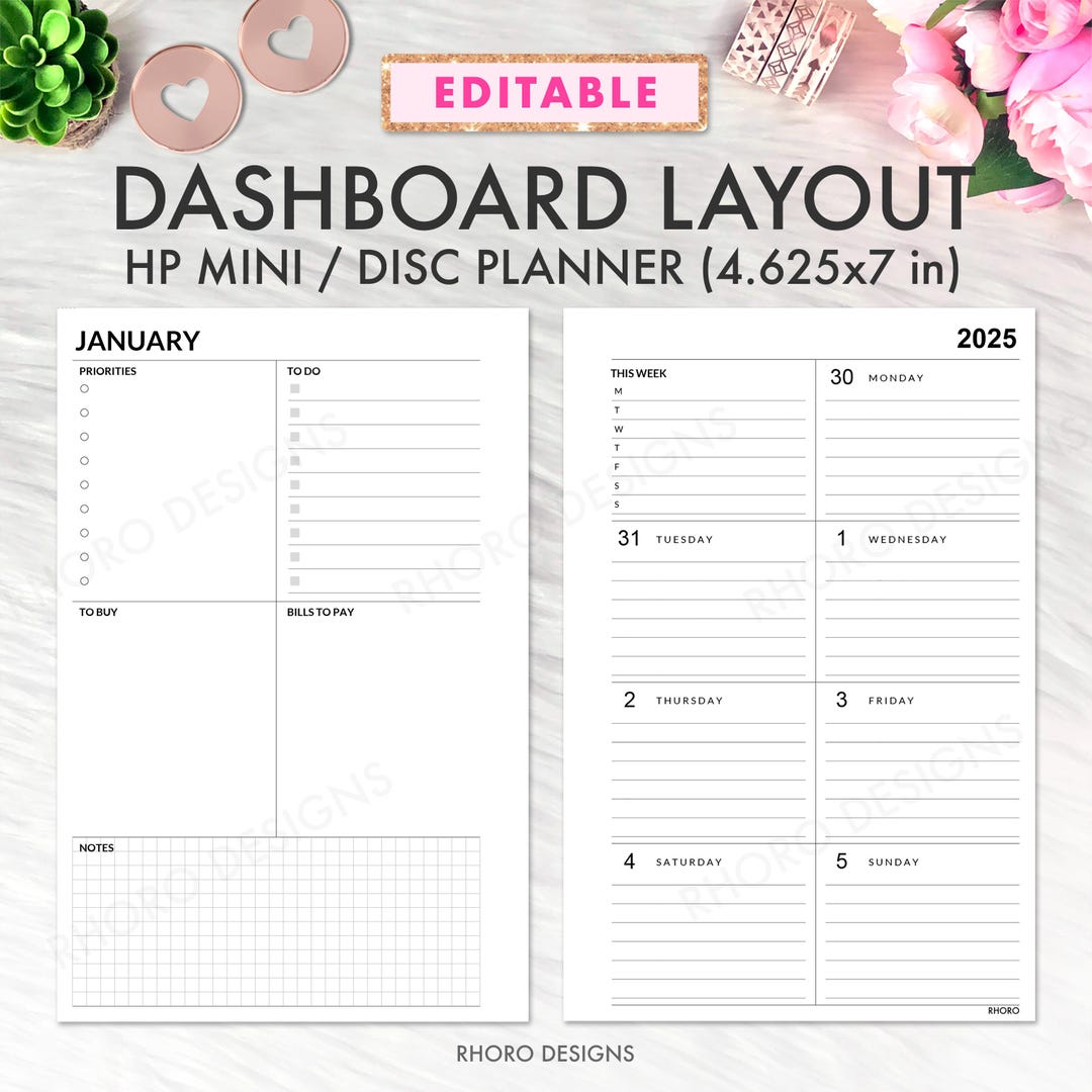 EDITABLE Happy Planner Mini Dashboard Layout Printable Insert, Mini ...
