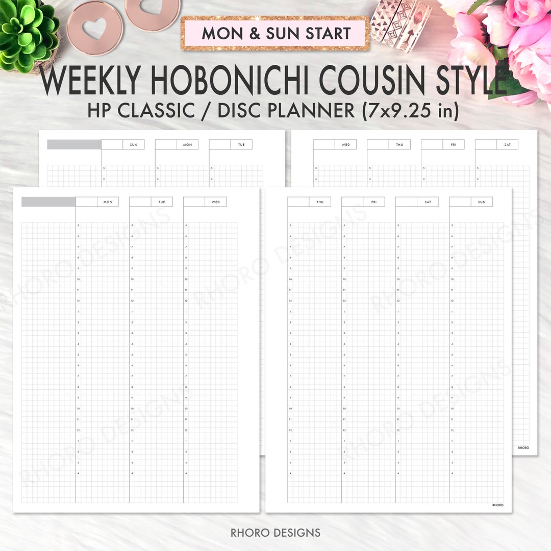 Happy Planner Classic Weekly Hobonichi Cousin Printable Inserts, Weekly ...