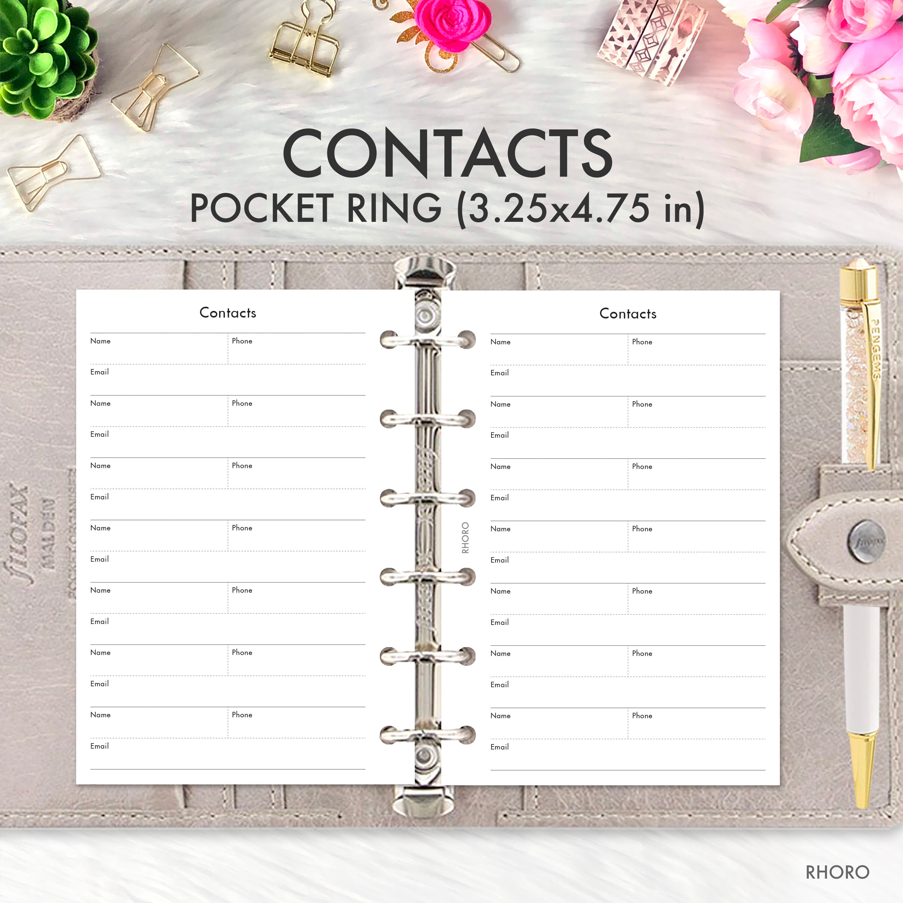 Pocket Ring Size Printable Insert Hobonichi Weeks Printable, Printable ...