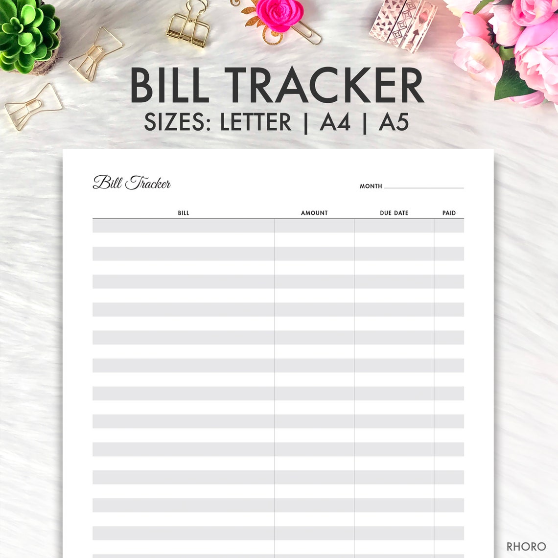 BILL PAYMENT TRACKER Bill Tracker Printable Bill Payment - Etsy