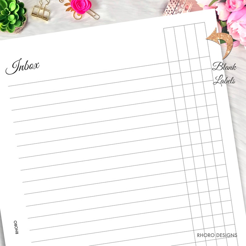 Half Letter Planner Inserts Printable Inbox Tracker Insert - Etsy