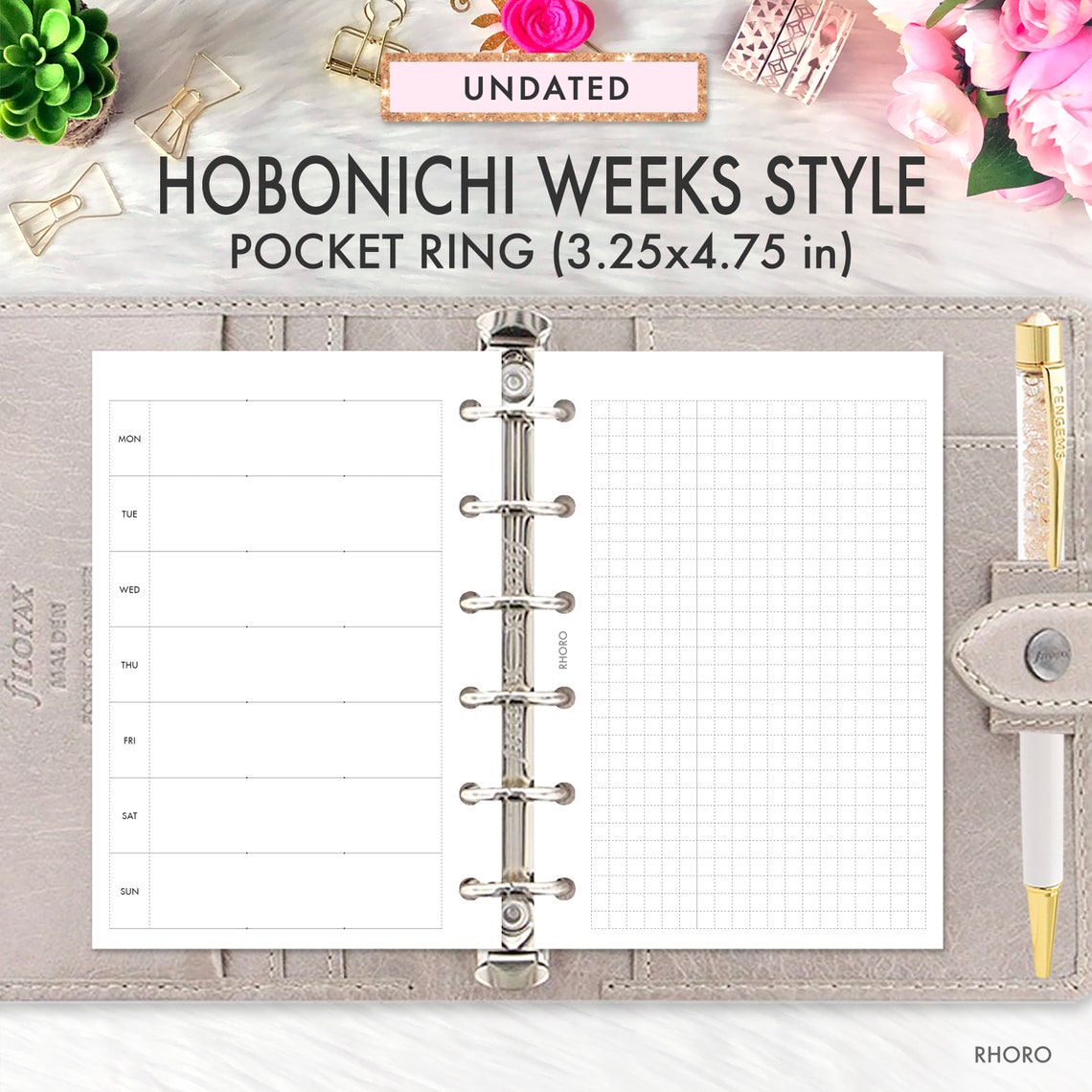 POCKET PLANNER INSERT Hobonichi Weeks Weekly Undated Printable ...