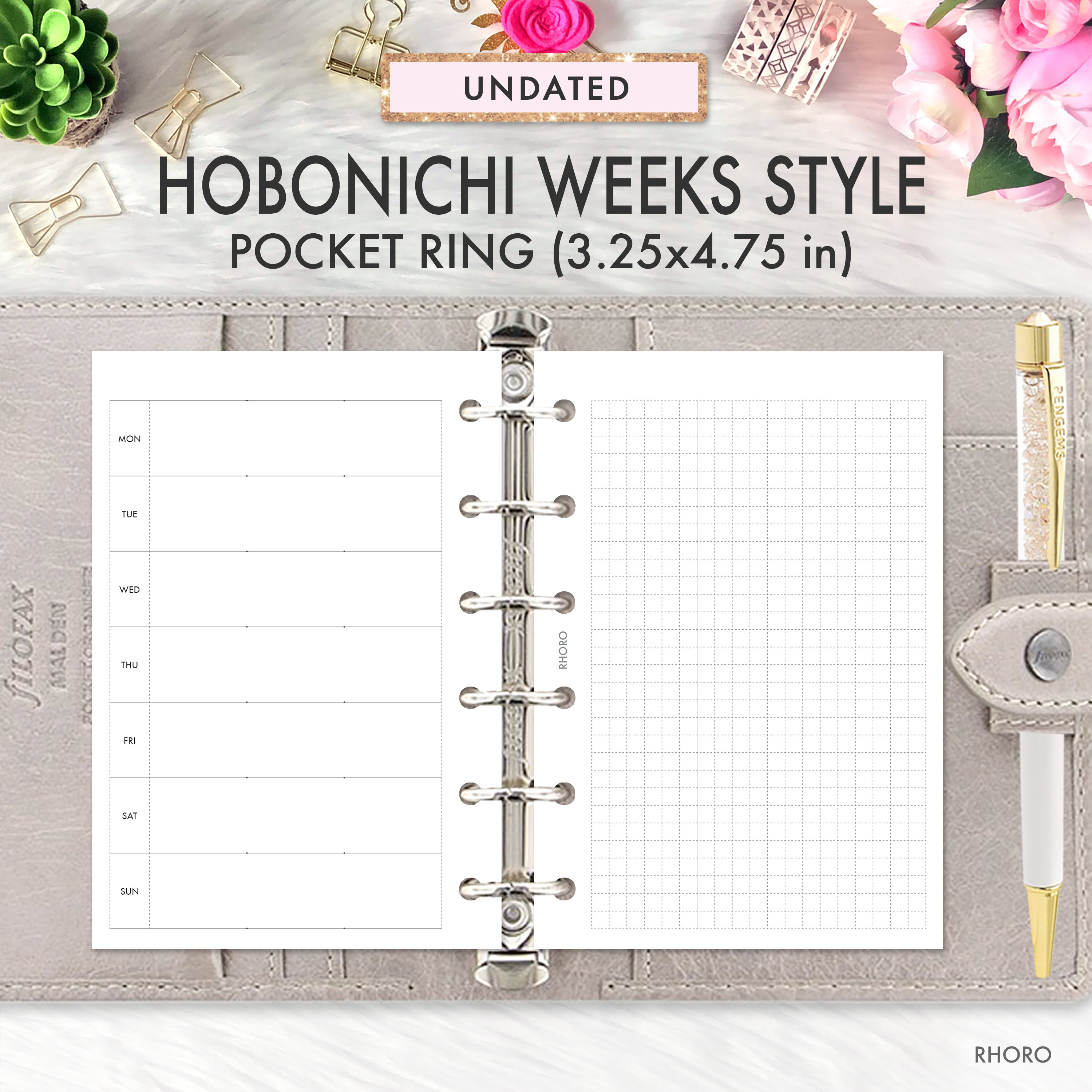 POCKET PLANNER INSERT Hobonichi Weeks Weekly Undated Printable ...