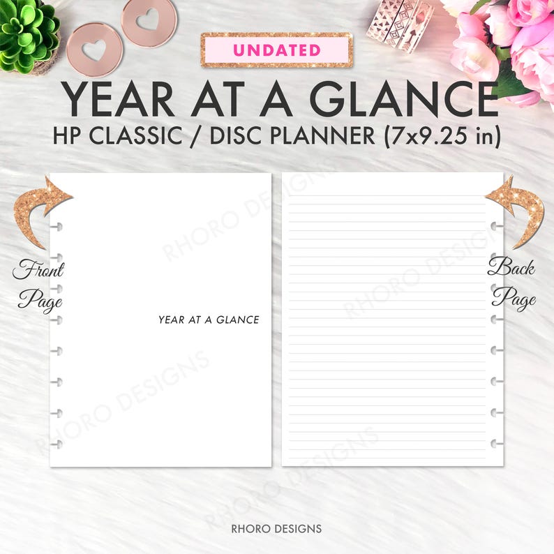 CLASSIC Happy Planner Printable, Year at A Glance Undated, Yearly ...