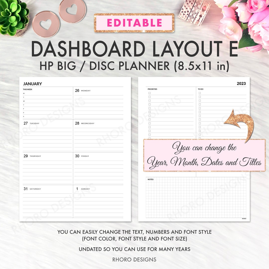EDITABLE Big Happy Planner Dashboard Layout Printable Insert, Dashboard ...