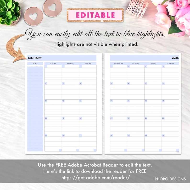 Happy Planner Classic, Happy Planner Printable Inserts, EDITABLE ...