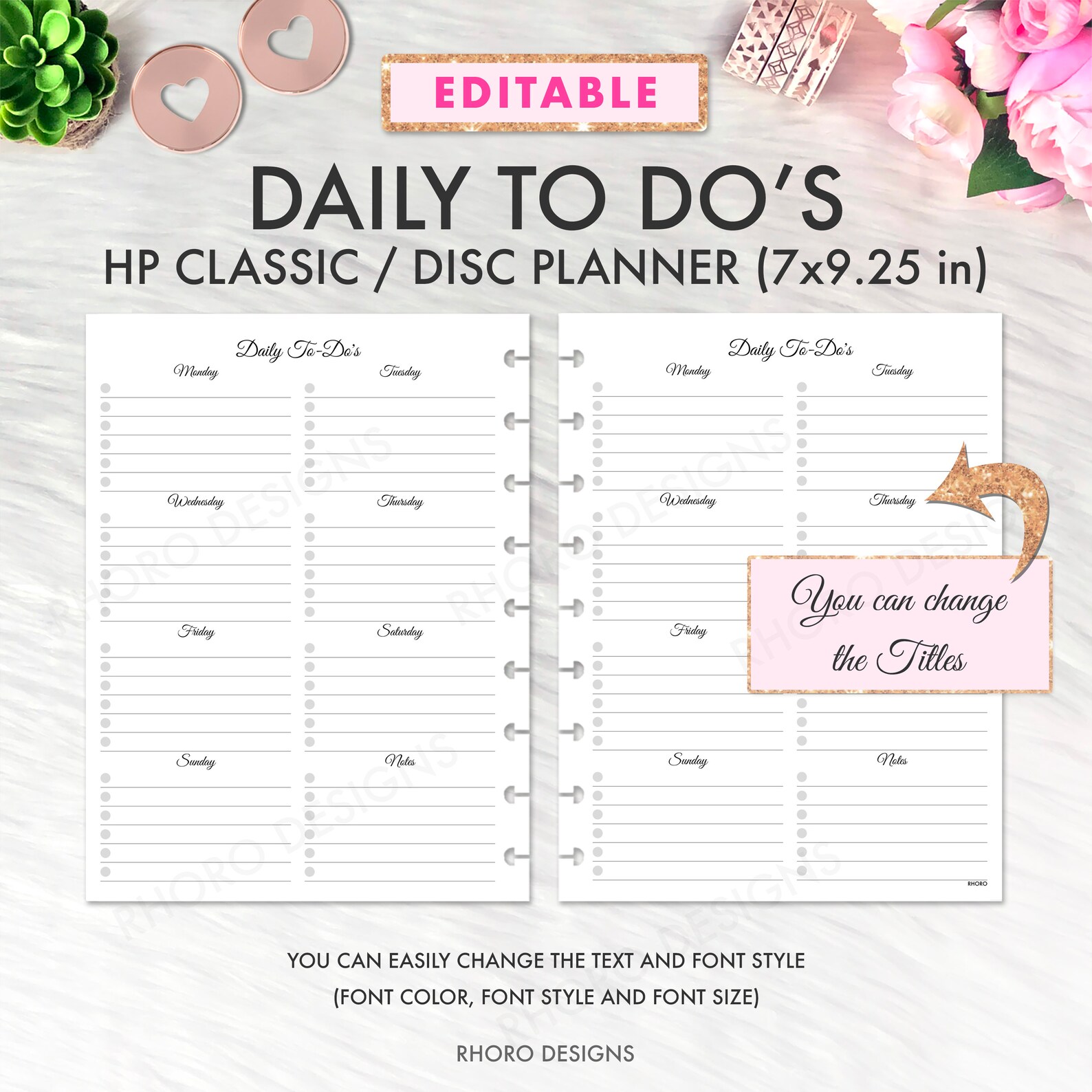 EDITABLE Happy Planner Printable Inserts, Weekly Checklist, Happy ...