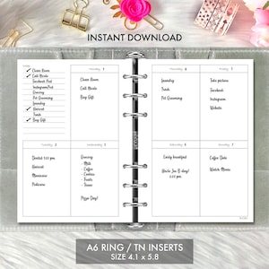 A6 Ring Inserts Printable Weekly Vertical Box, A6 Ring TN Planner Printable, A6 Inserts VDS ...