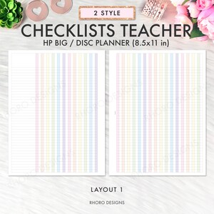 Big Teacher Happy Planner Classroom Checklist Printable Insert, Teacher ...