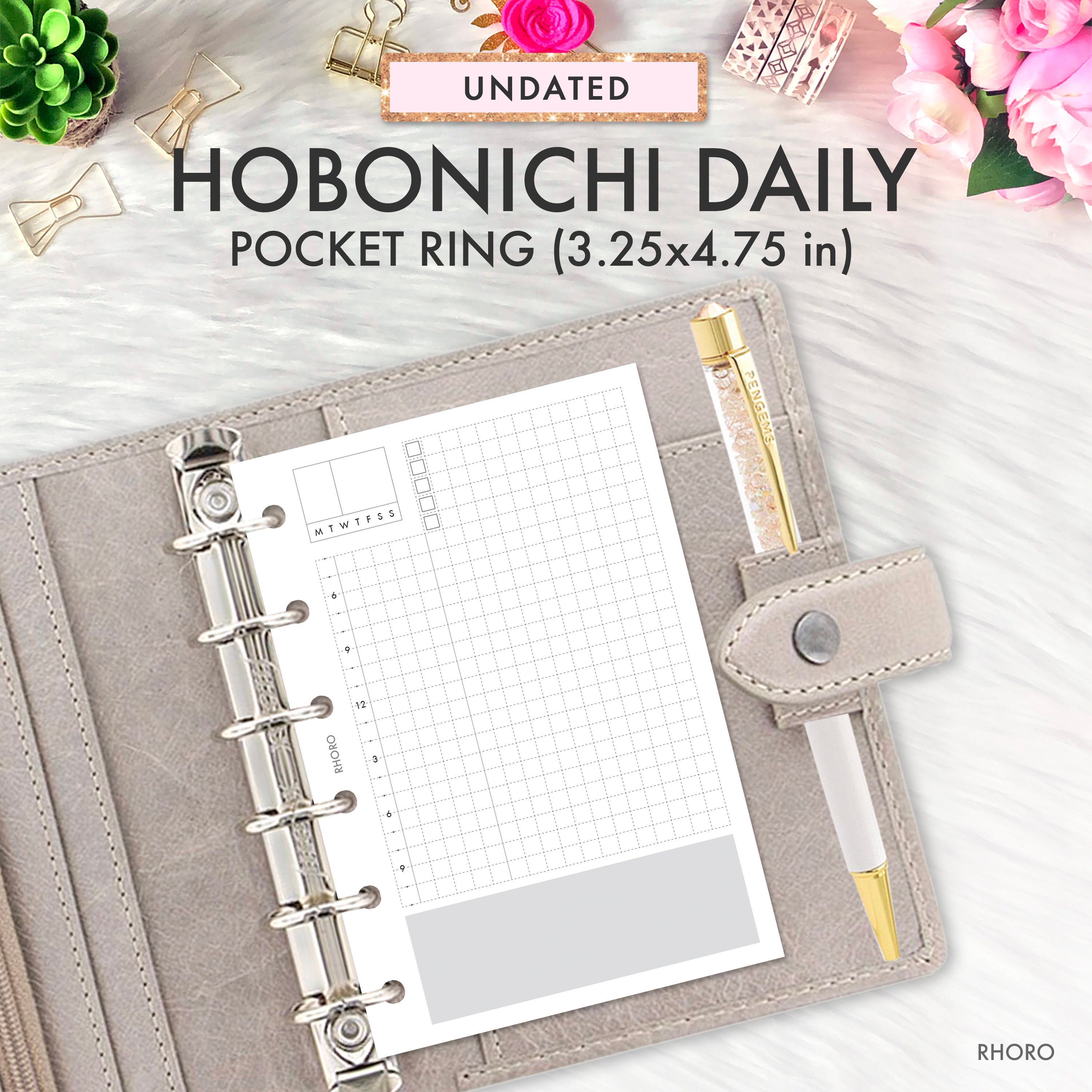 Pocket Ring Size Printable Insert Hobonichi Planner Grid | Etsy