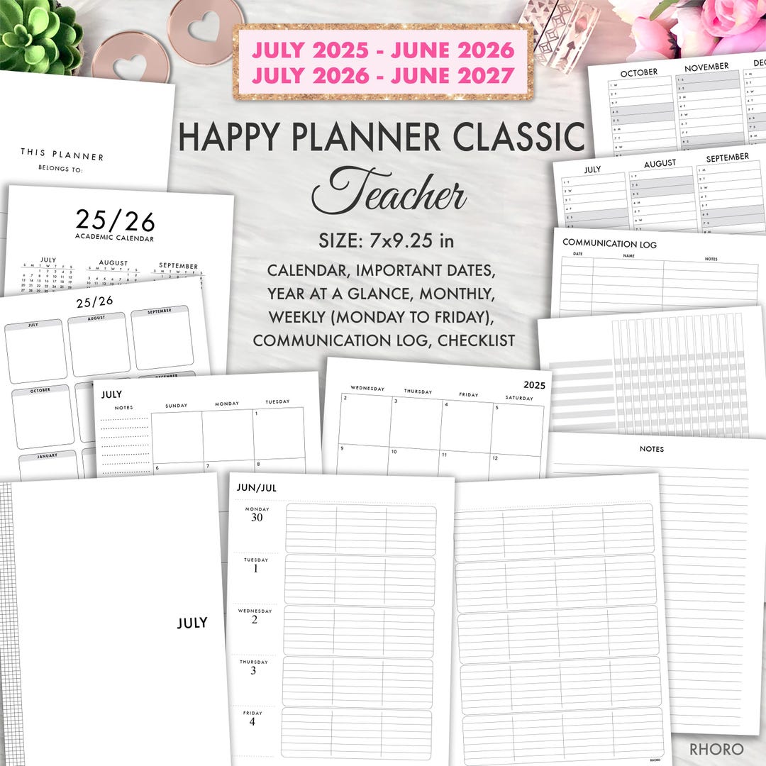 Classic Happy Planner Teacher 2025 2026, Happy Planner Teacher ...
