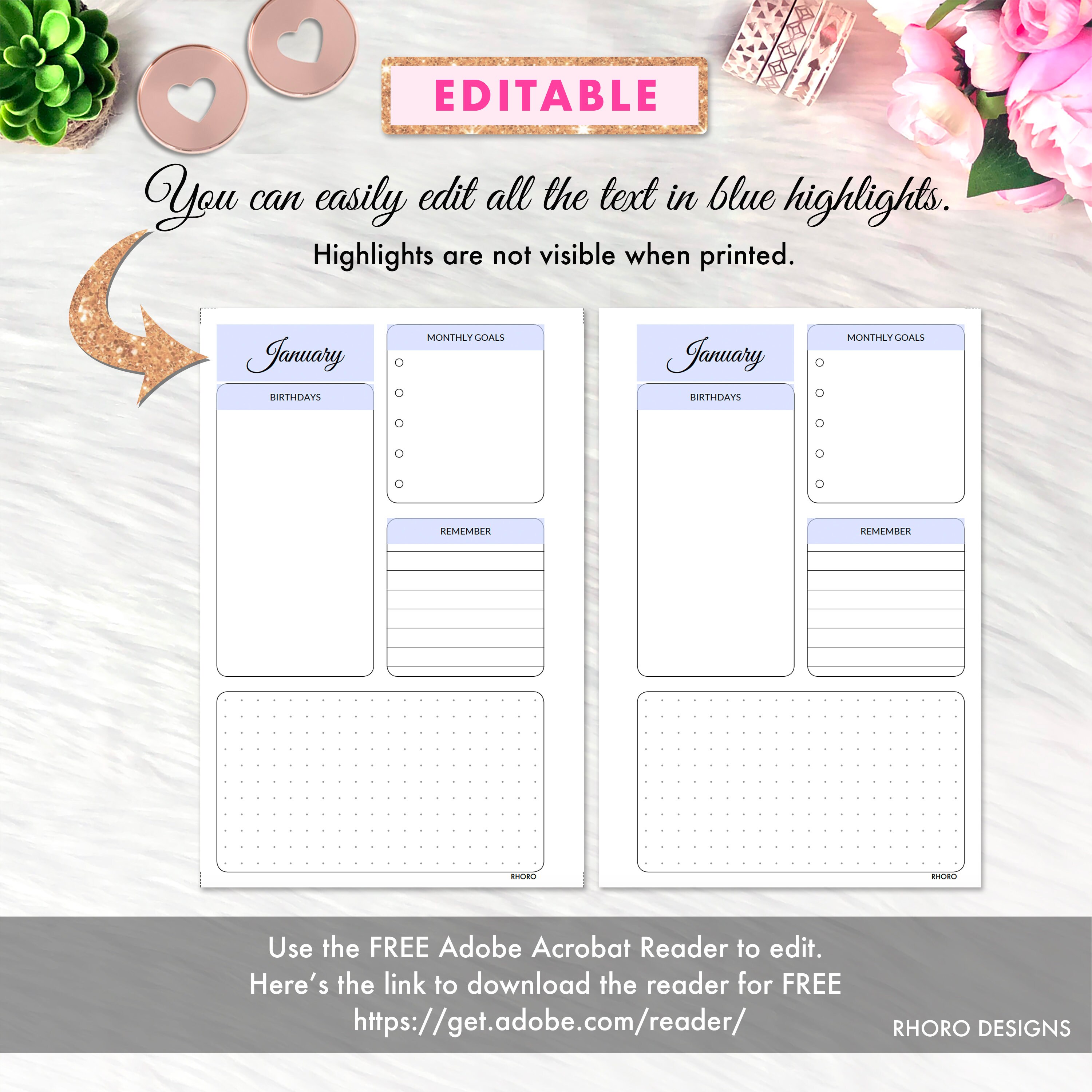 EDITABLE Mini Happy Planner Inserts, Erin Condren Monthly Dashboard ...