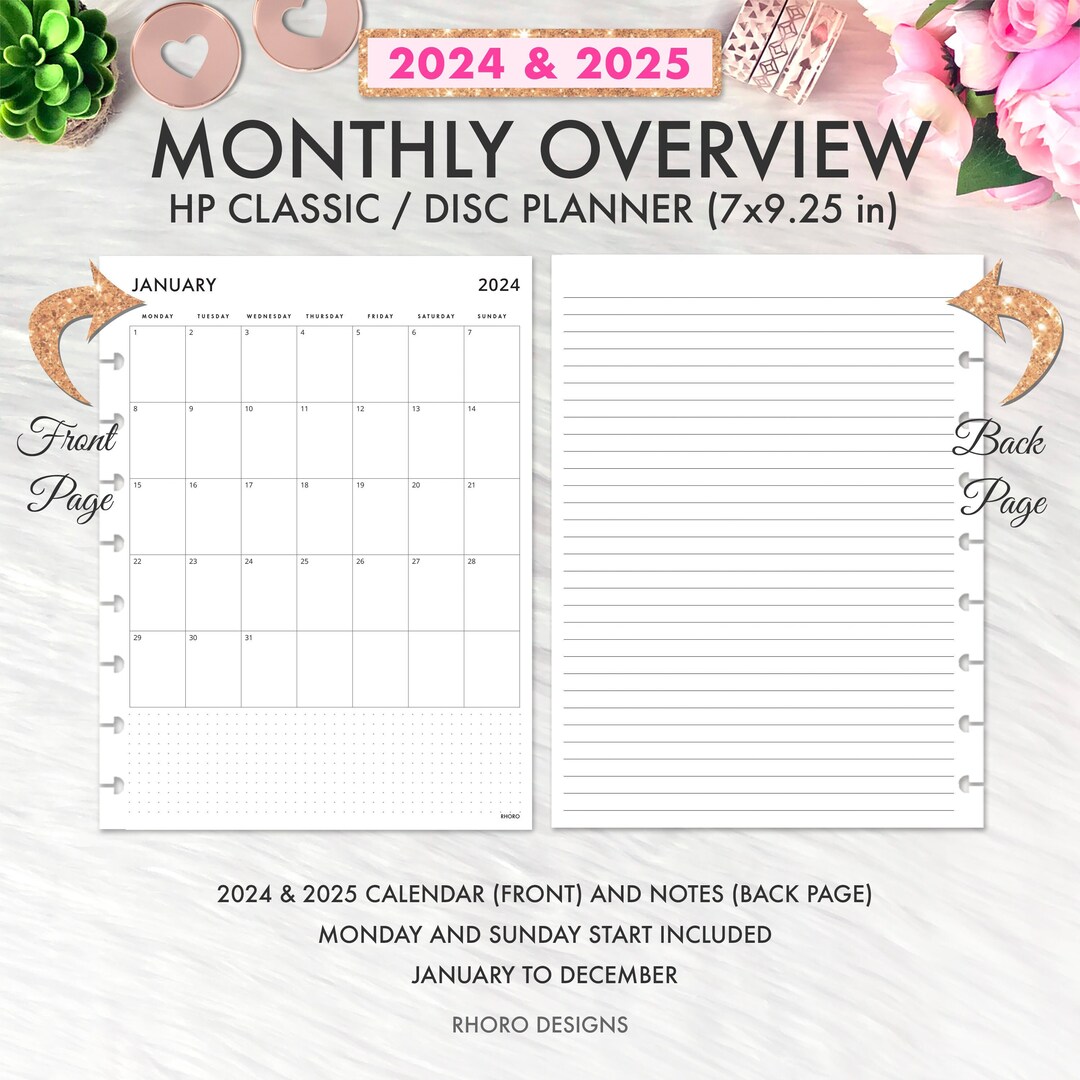 Classic Happy Planner 2024 2025 Monthly, 2024 Monthly Overview Grid ...