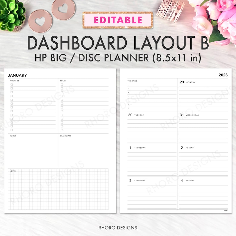 EDITABLE Happy Planner Big Dashboard, Happy Planner Big Printable ...