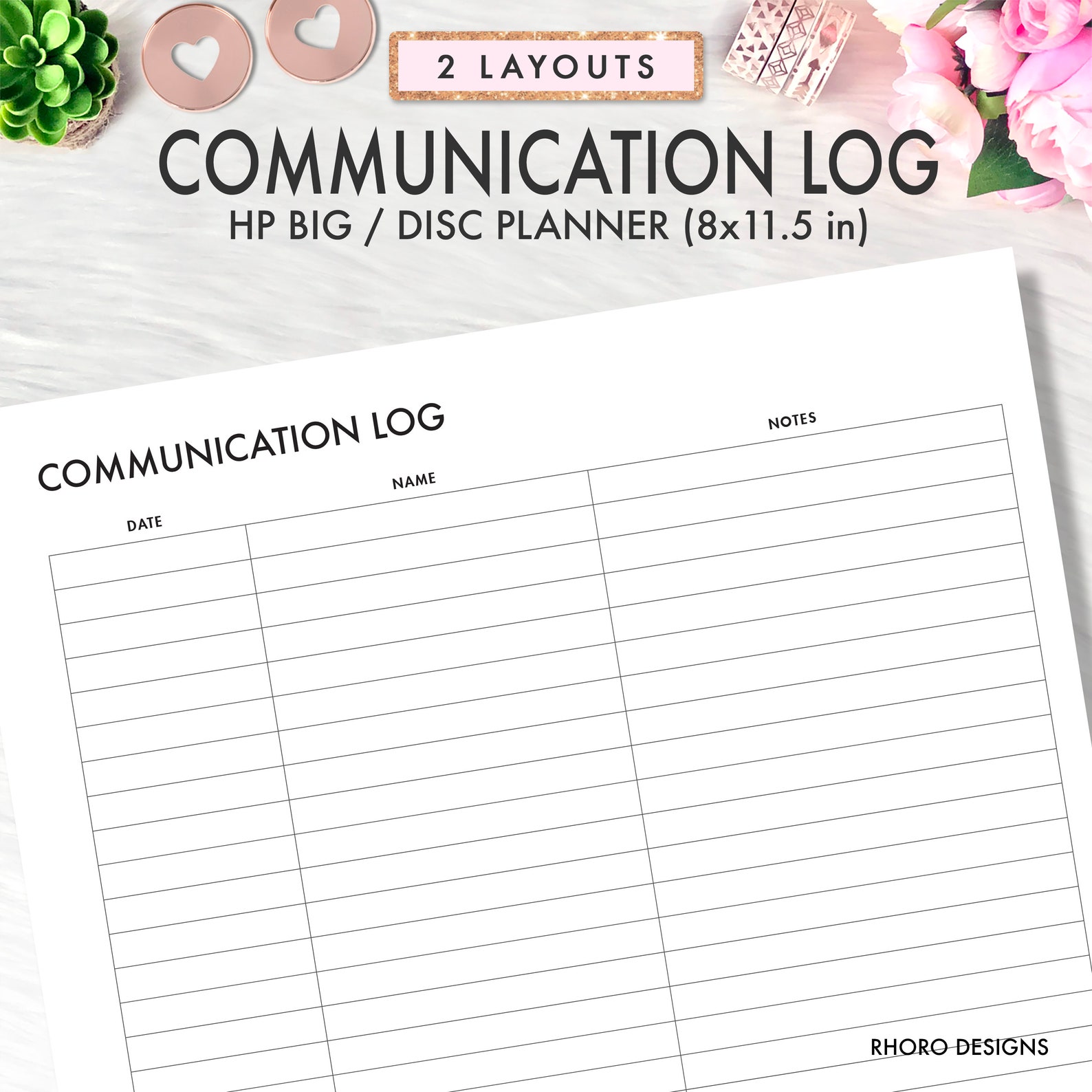 Communication Log Printable, Happy Planner Big Inserts Printable ...