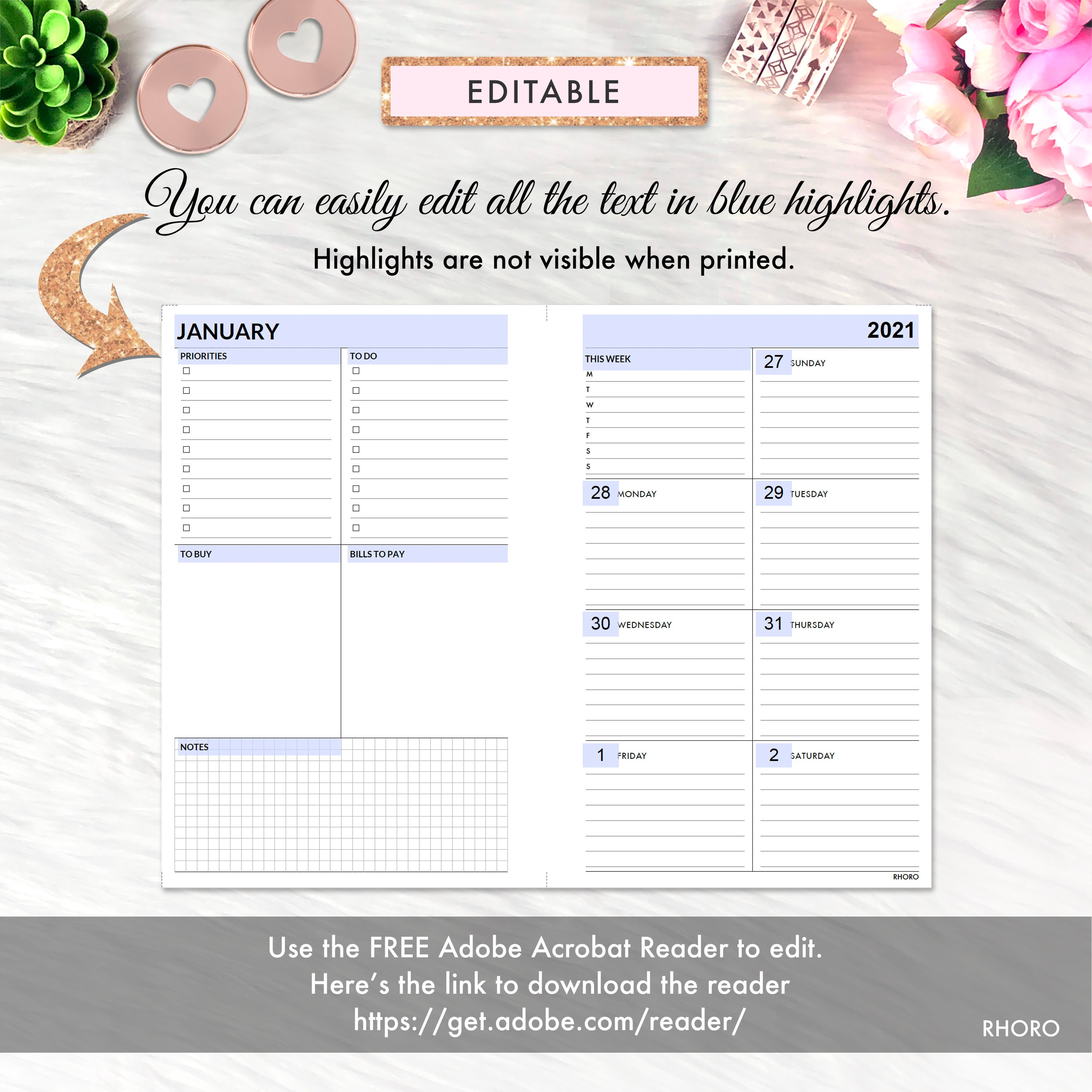 EDITABLE Happy Planner Mini Printable Happy Planner Mini | Etsy