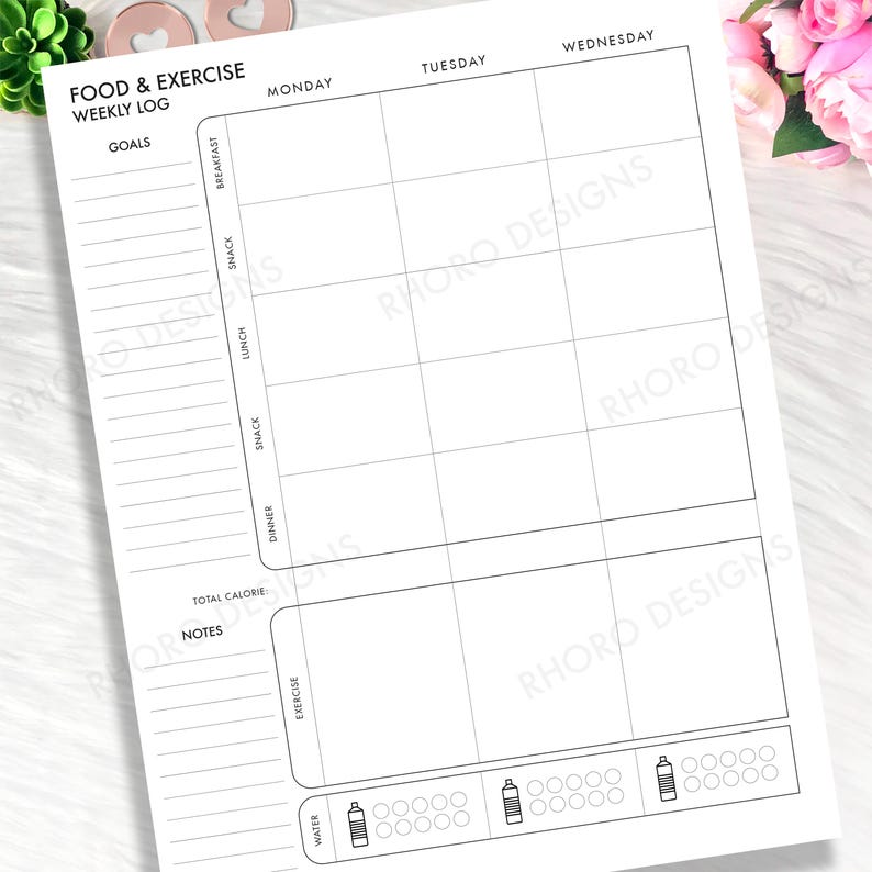 BIG HAPPY PLANNER Fitness Tracker Printable Insert Pdf, Food Exercise ...