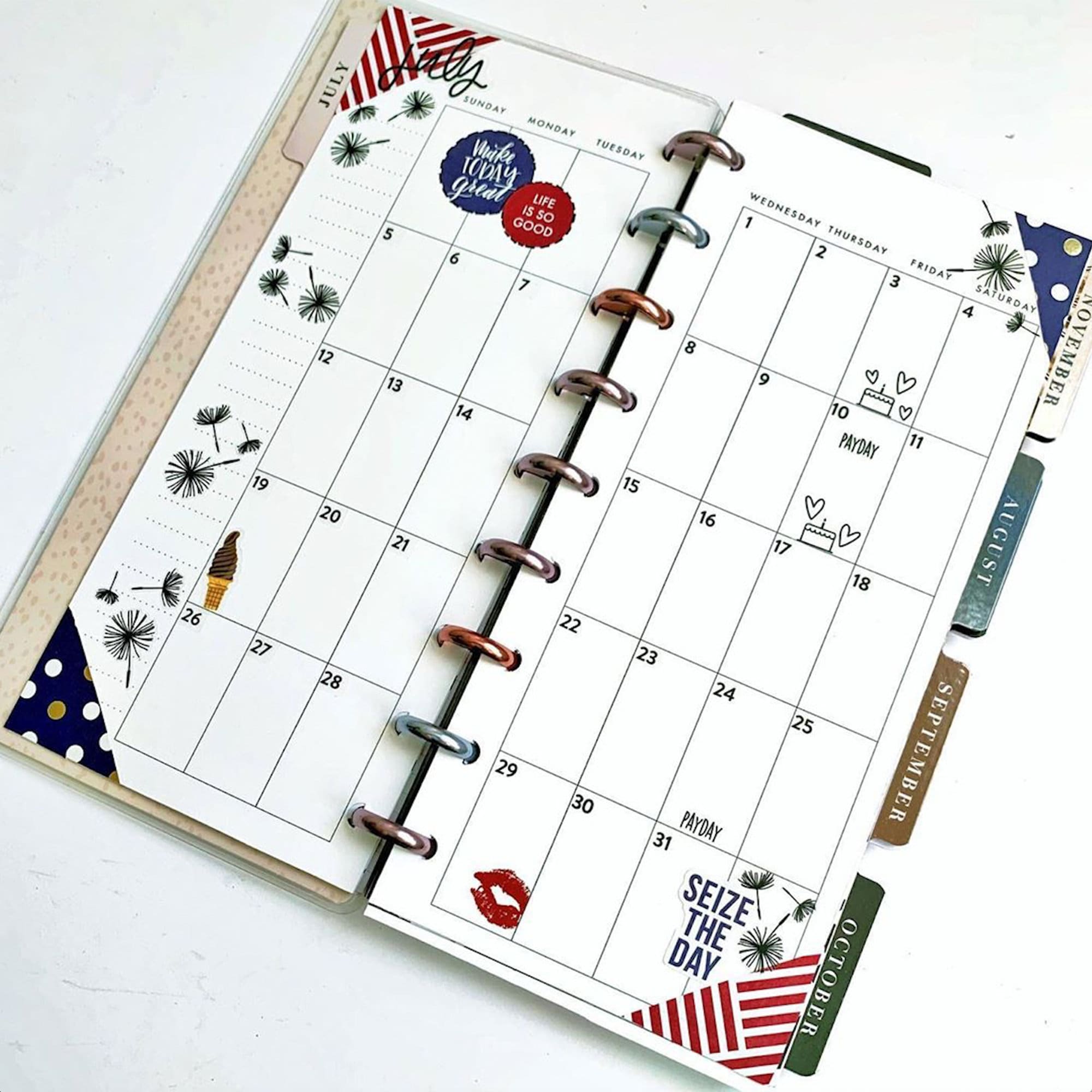 SKINNY HALF SHEET Happy Planner Printable Inserts Monthly - Etsy