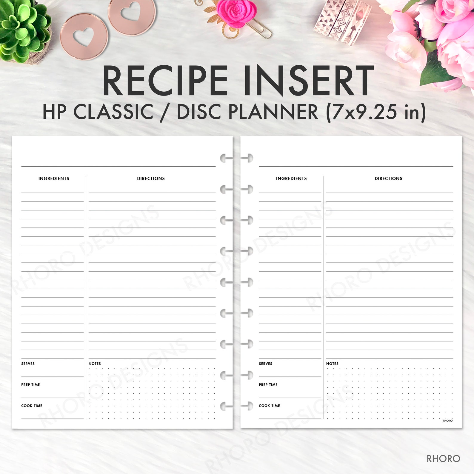 Happy Planner CLASSIC RECIPE Printable Insert Recipe - Etsy