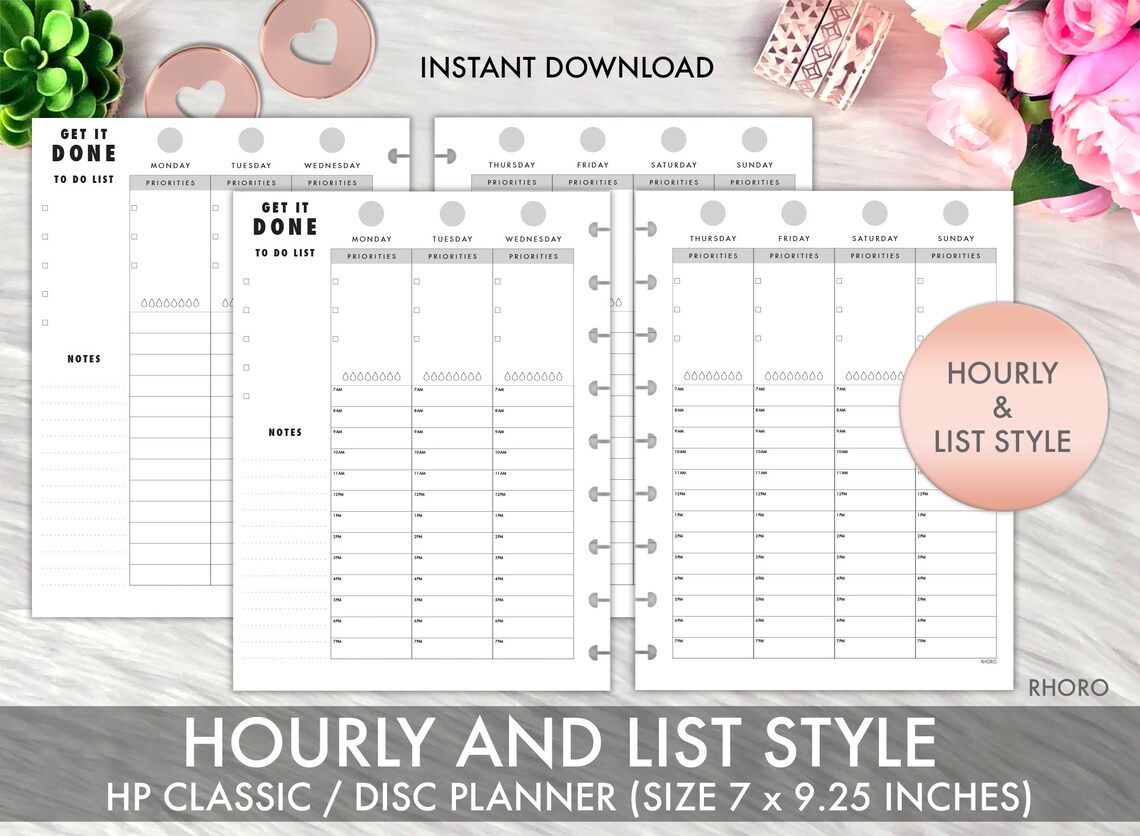 Classic Happy Planner Inserts, Happy Planner Inserts Printable, Hourly ...