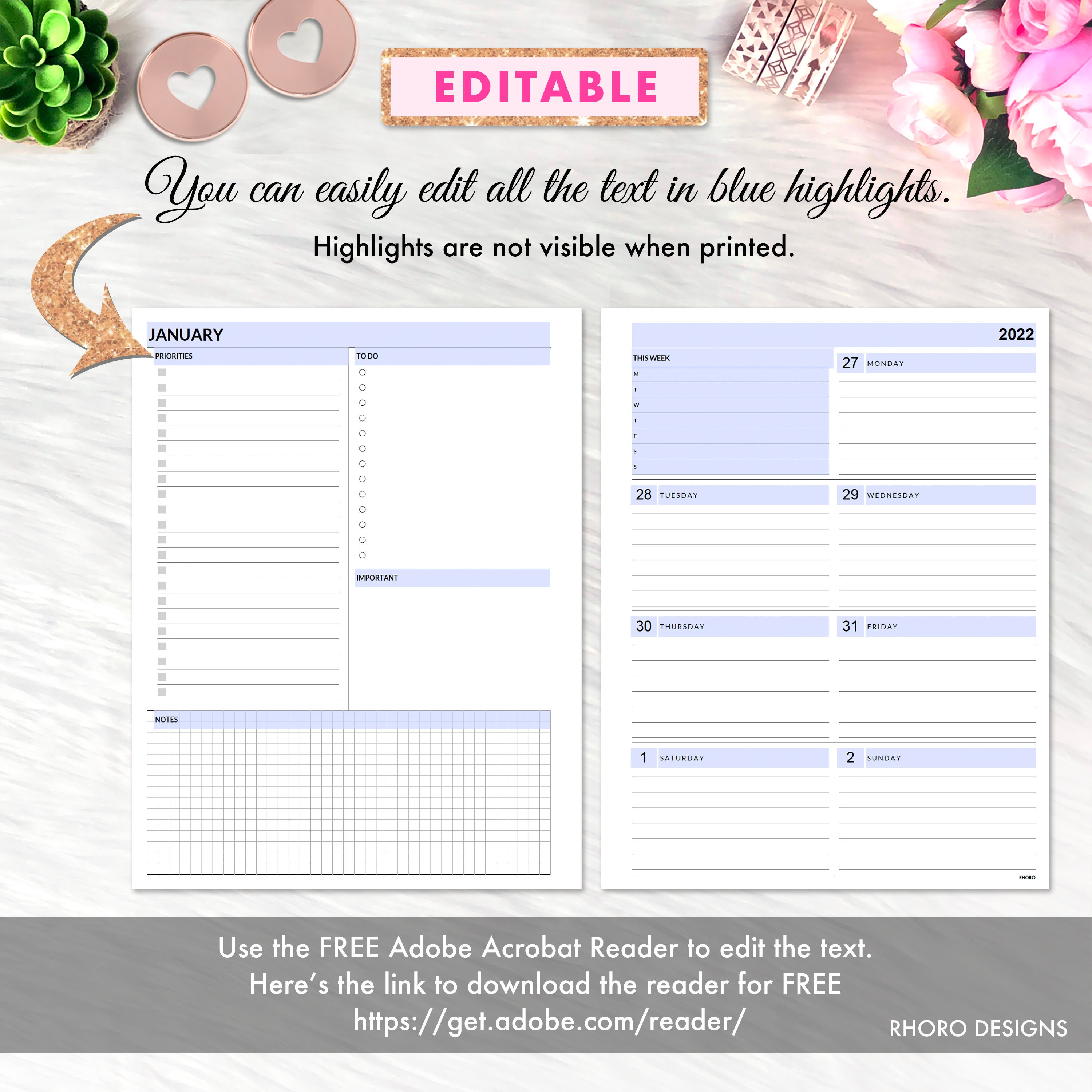 EDITABLE Happy Planner Dashboard Printable Happy Planner - Etsy