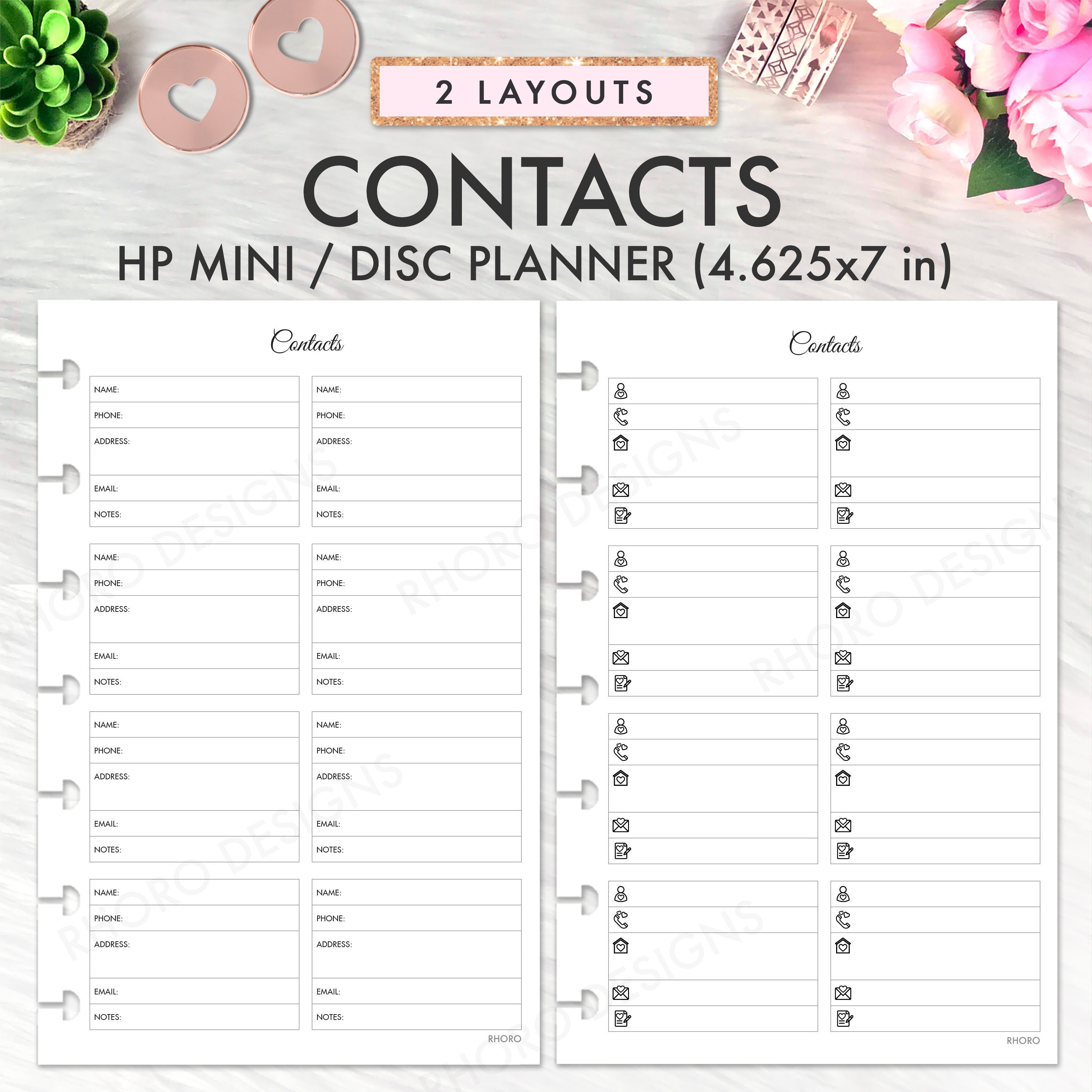 Happy Planner Mini CONTACTS Printable Insert Contact Pages - Etsy