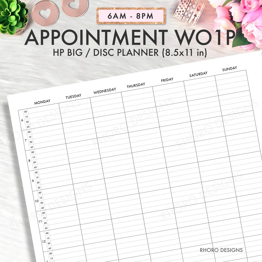 BIG HAPPY PLANNER Printable Insert, Happy Planner Appointment Schedule ...