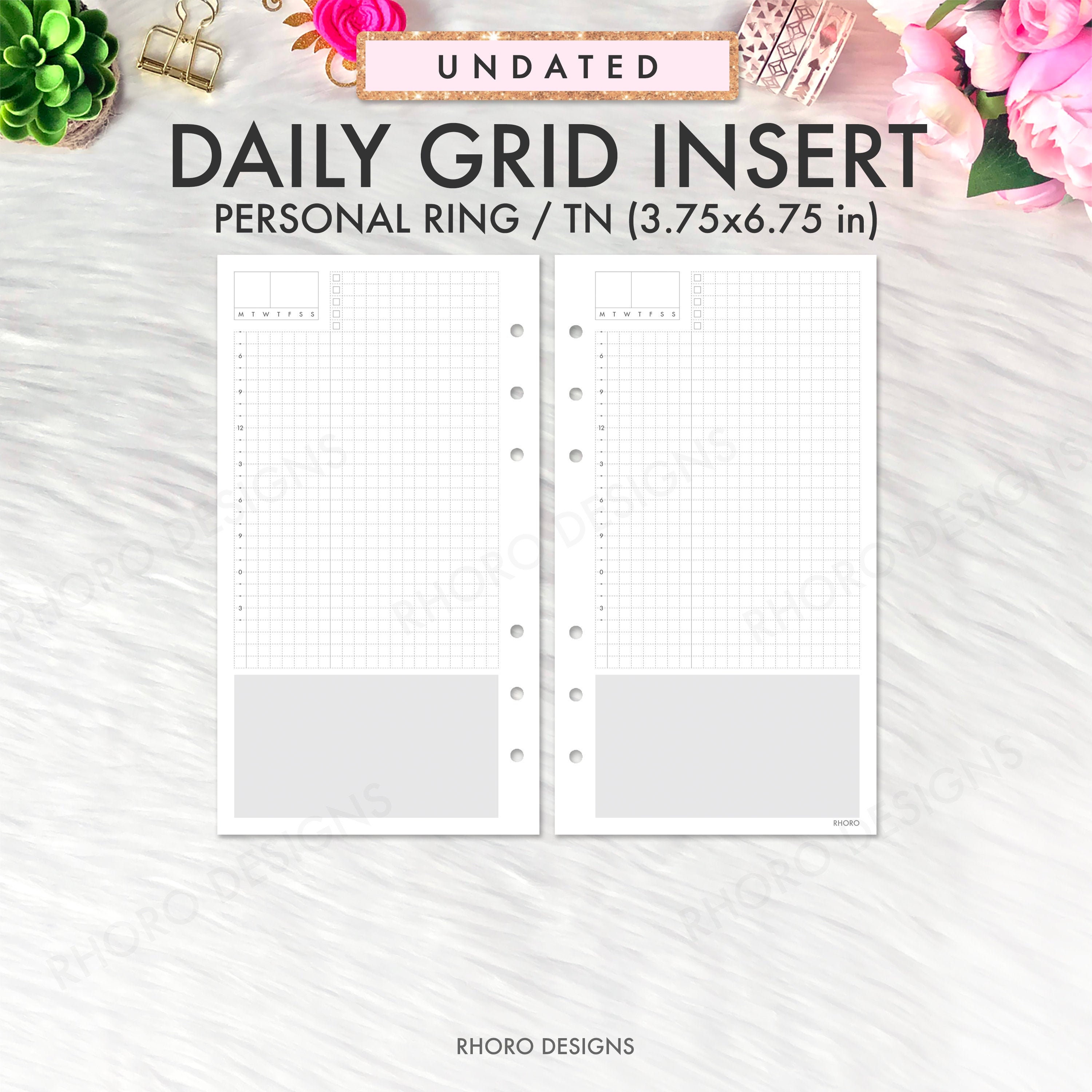 Personal Ring Printable Inserts Hobonichi Grid Daily Personal - Etsy