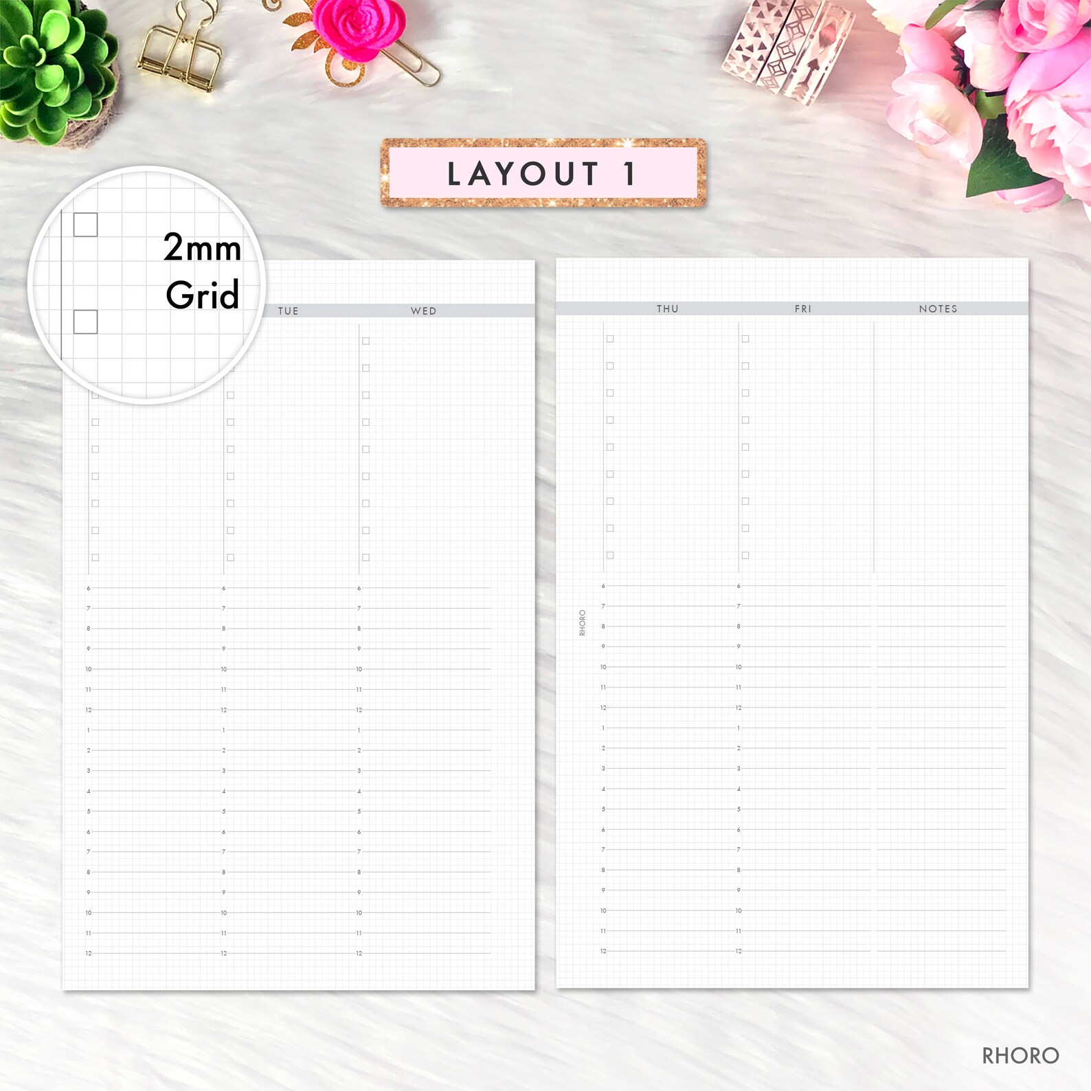 Half Letter Planner Inserts Printable, Weekly Vertical on 2 Pages ...